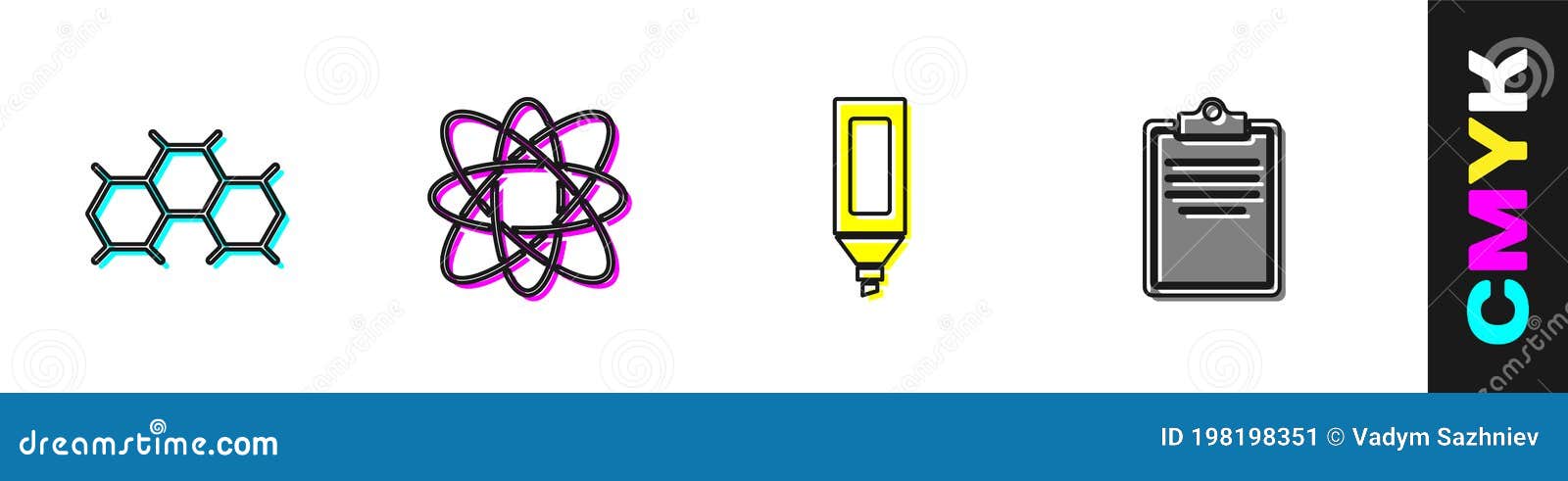 Set Chemical Formula, Atom, Marker Pen and Clipboard with Checklist ...