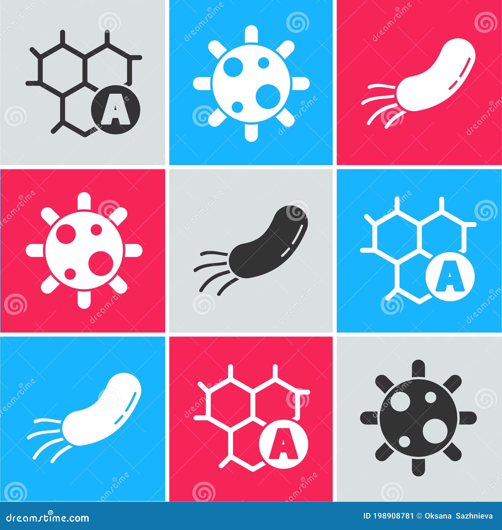 Set Chemical Formula, Bacteria and Bacteria Icon. Vector Stock Vector ...