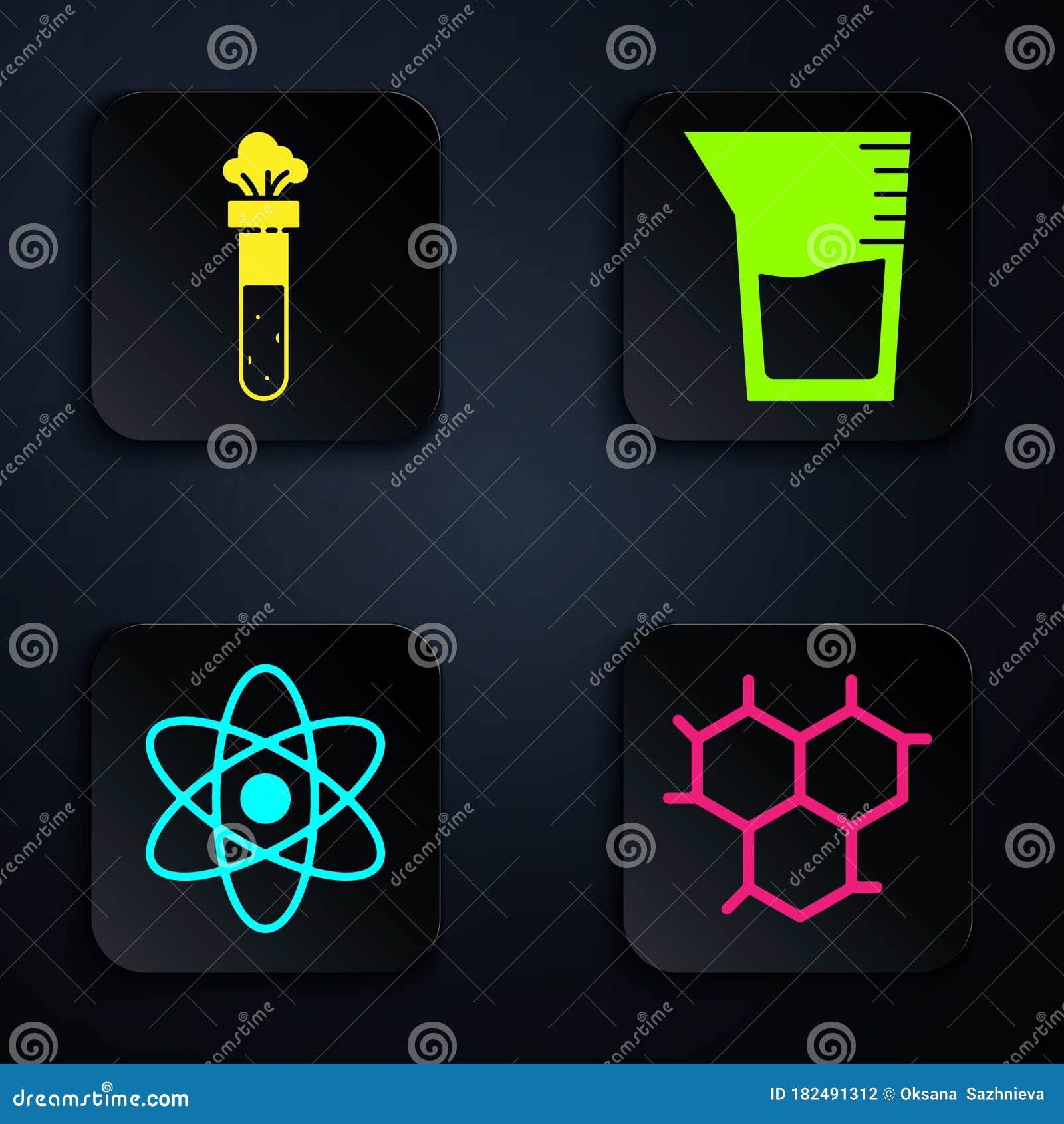 Set Chemical Formula, Test Tube and Flask Chemical, Atom and Laboratory ...