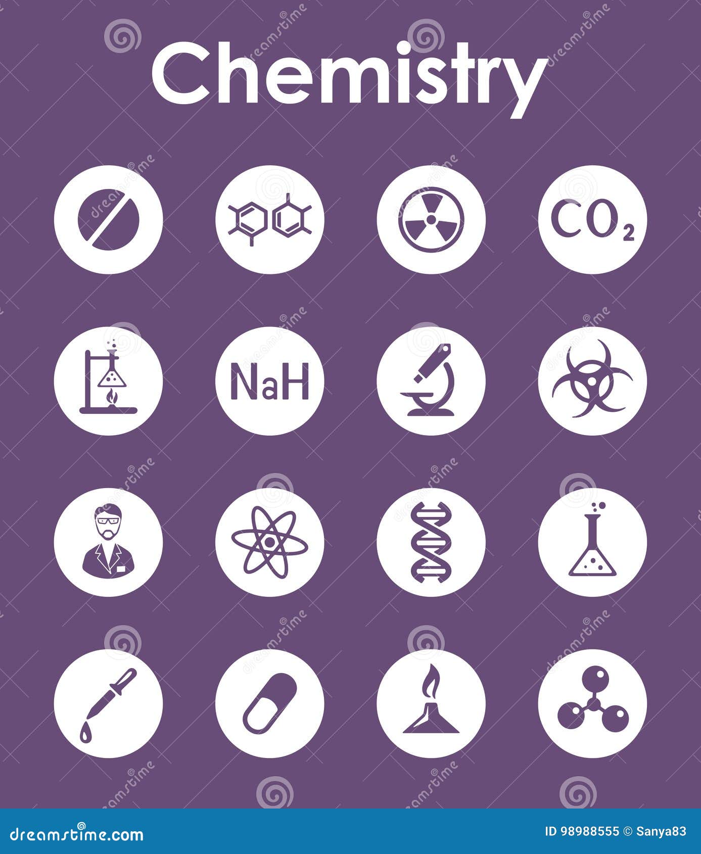 Set of Chemistry Simple Icons Stock Vector - Illustration of graphic ...