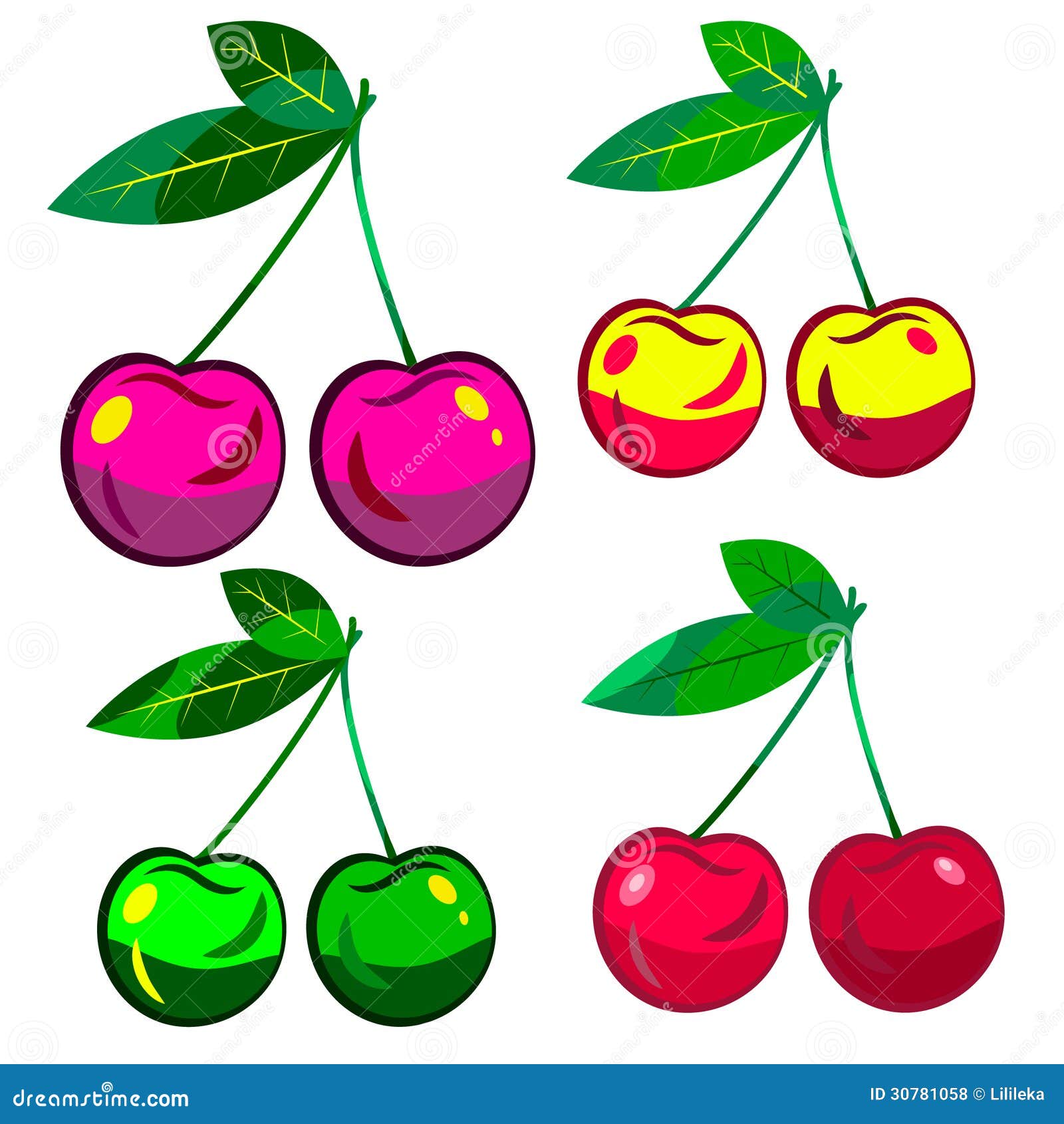 Set cherries stock vector. Illustration of cartoons, ripe - 30781058