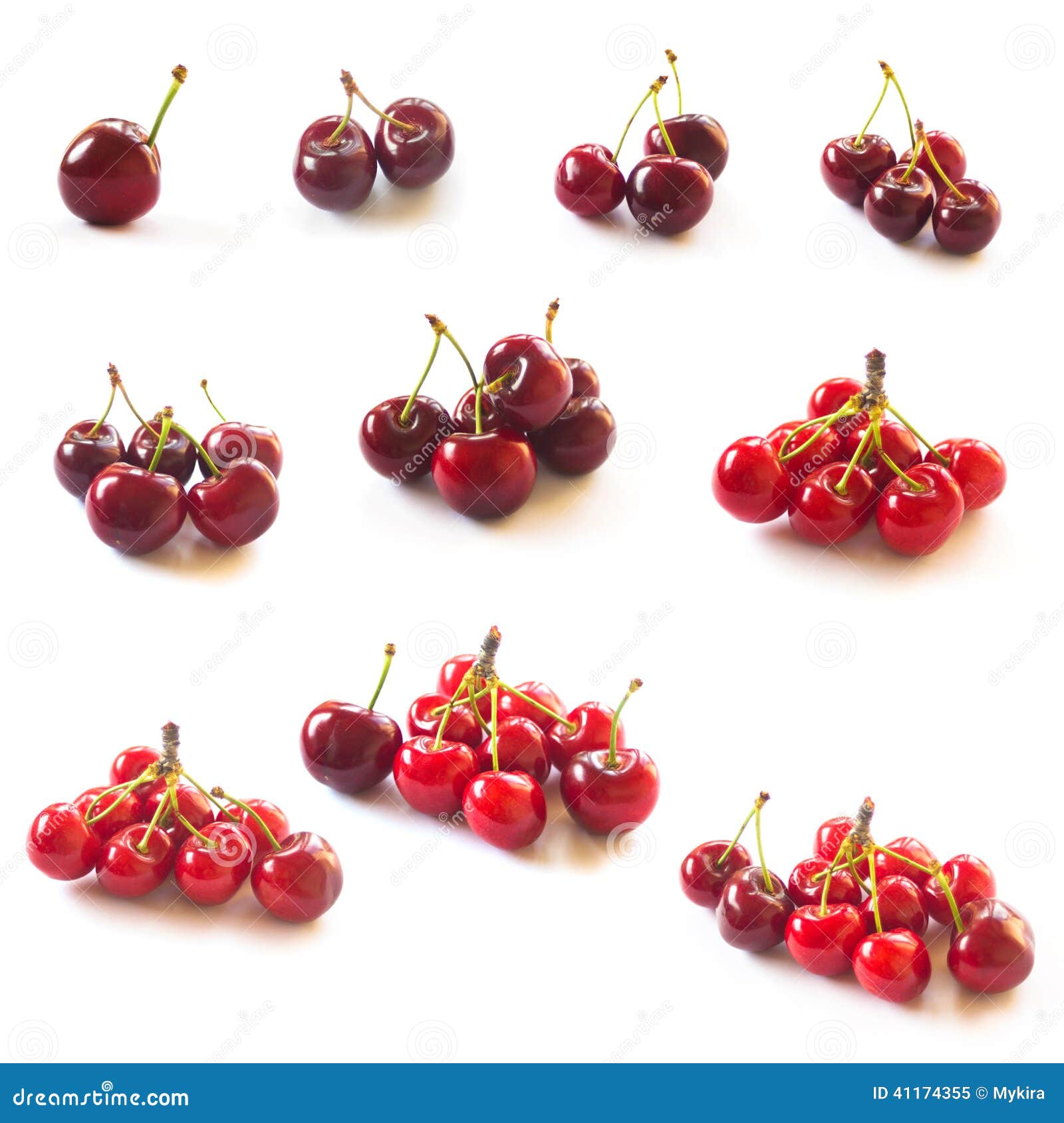 Set of Cherries Isolated on White Stock Image - Image of lush ...