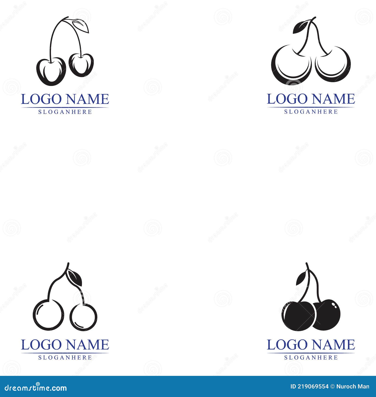 Set of Cherry Logo Design Template. Vector Illustration Stock Vector ...