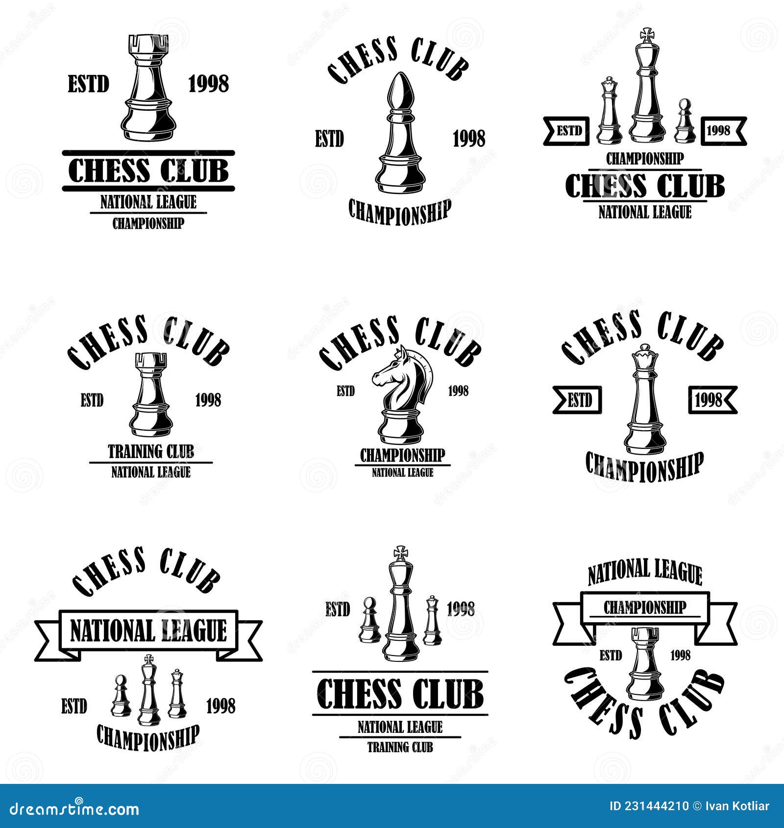 Set of Chess Club Emblems. Design Element for Logo, Label, Sign, Poster ...