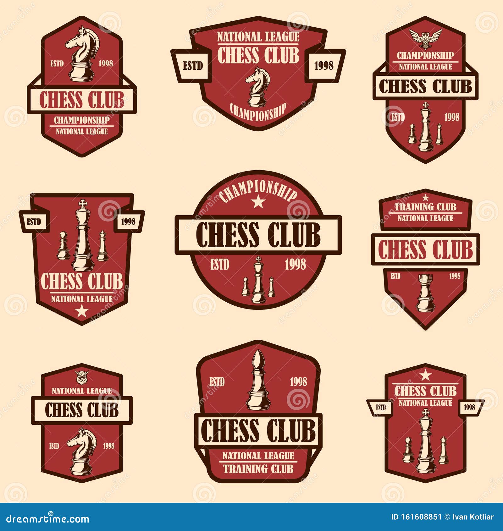 Set of Chess Club Emblems. Design Element for Poster, Logo, Label, Sign ...