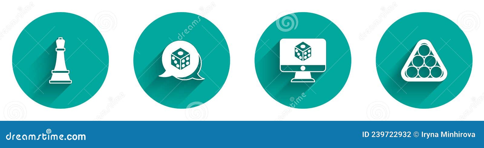 Set Chess, Game Dice, and Billiard Balls in Triangle Icon with Long ... Set Chess, Game Dice, and Billiard Balls in Triangle Icon with Long ...