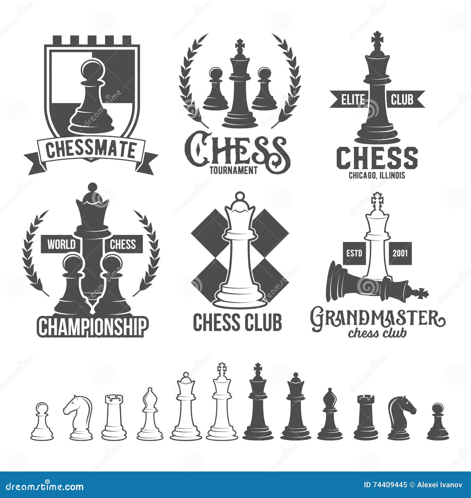Set of Chess Labels, Badges and Design Elements Stock Vector ...