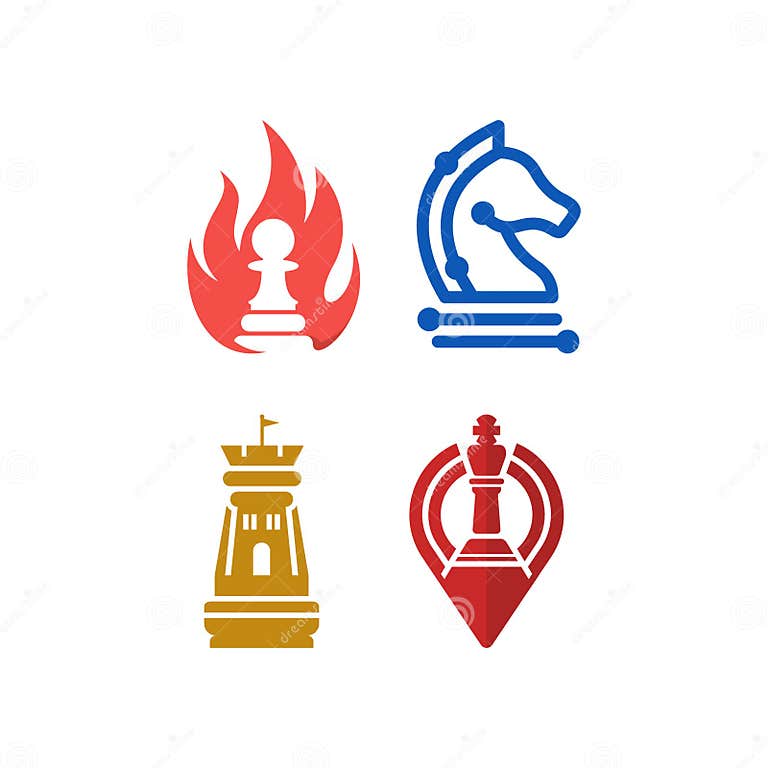 Set of Chess Logo Design Vector Illustration, Element Graphic Icon ...