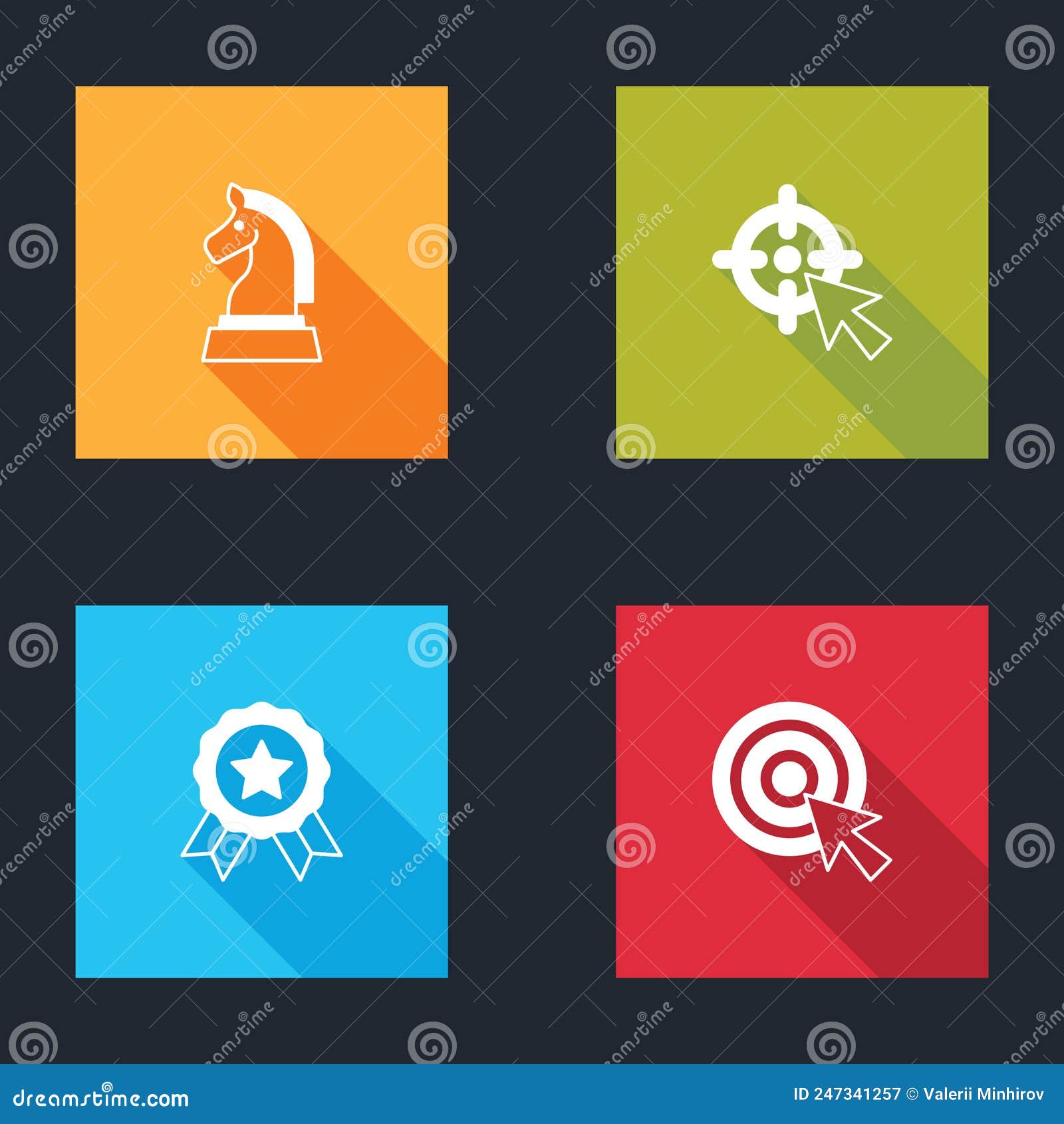 Set Chess, Target, Medal and with Arrow Icon. Vector Stock Illustration ...