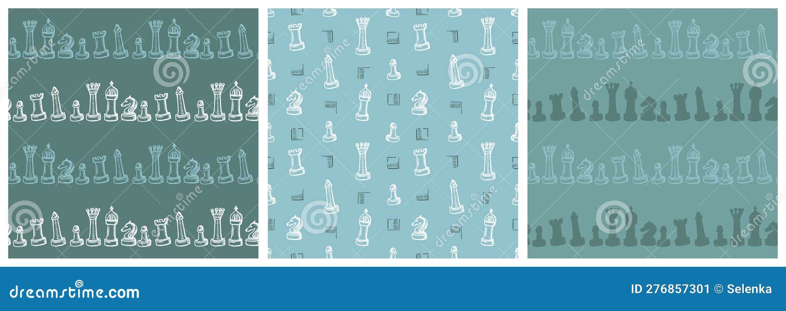 Set of Chess Theme Seamless Patterns with Chess Figures Stock Vector ...