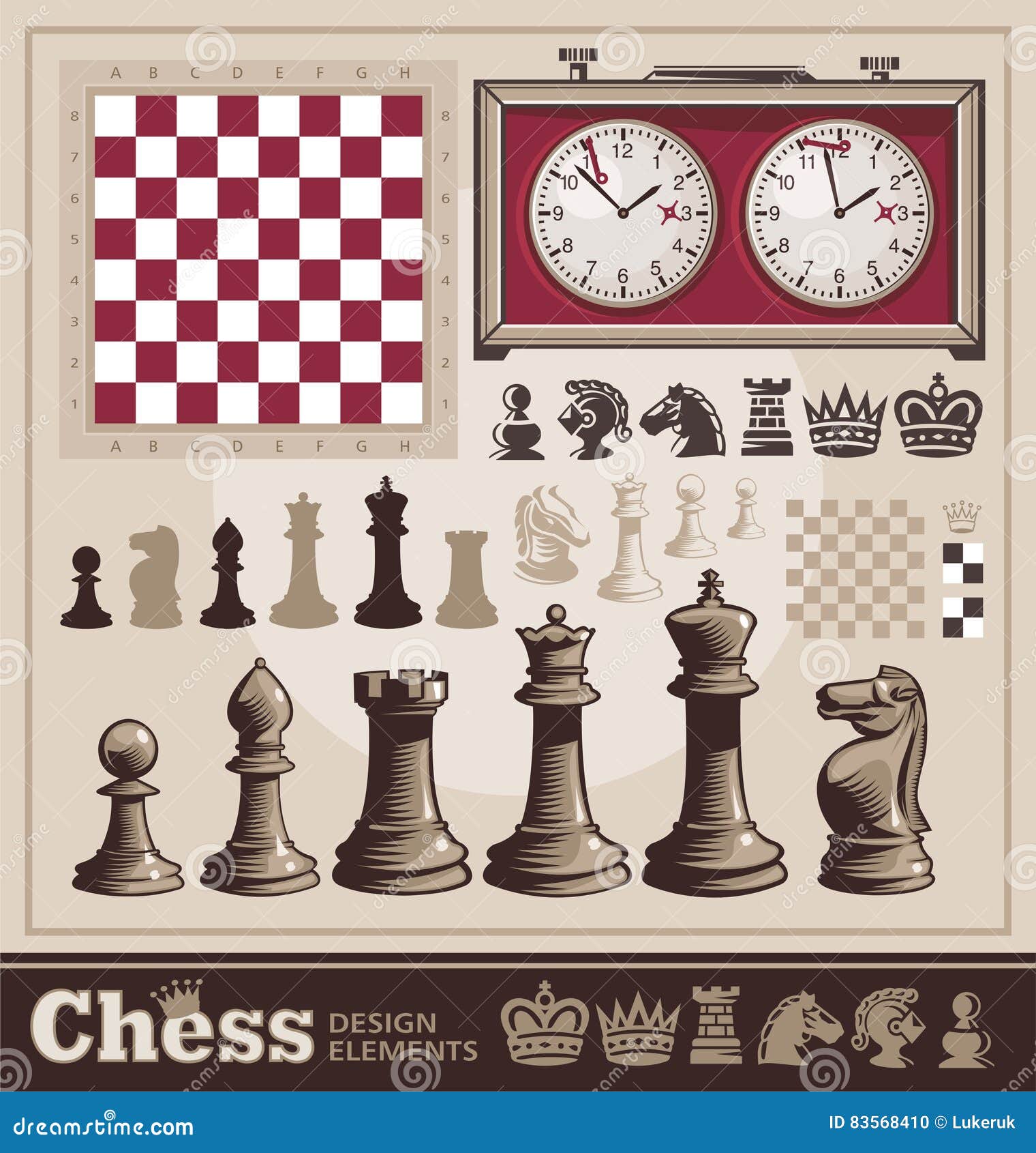 Set of Chess Vector Design Elements Stock Vector - Illustration of ...