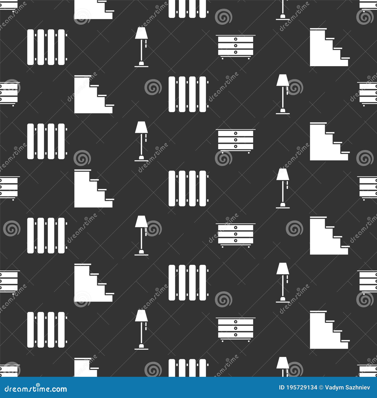 Radiator. Seamless Pattern With Radiators On A Blue Background. Vector ...