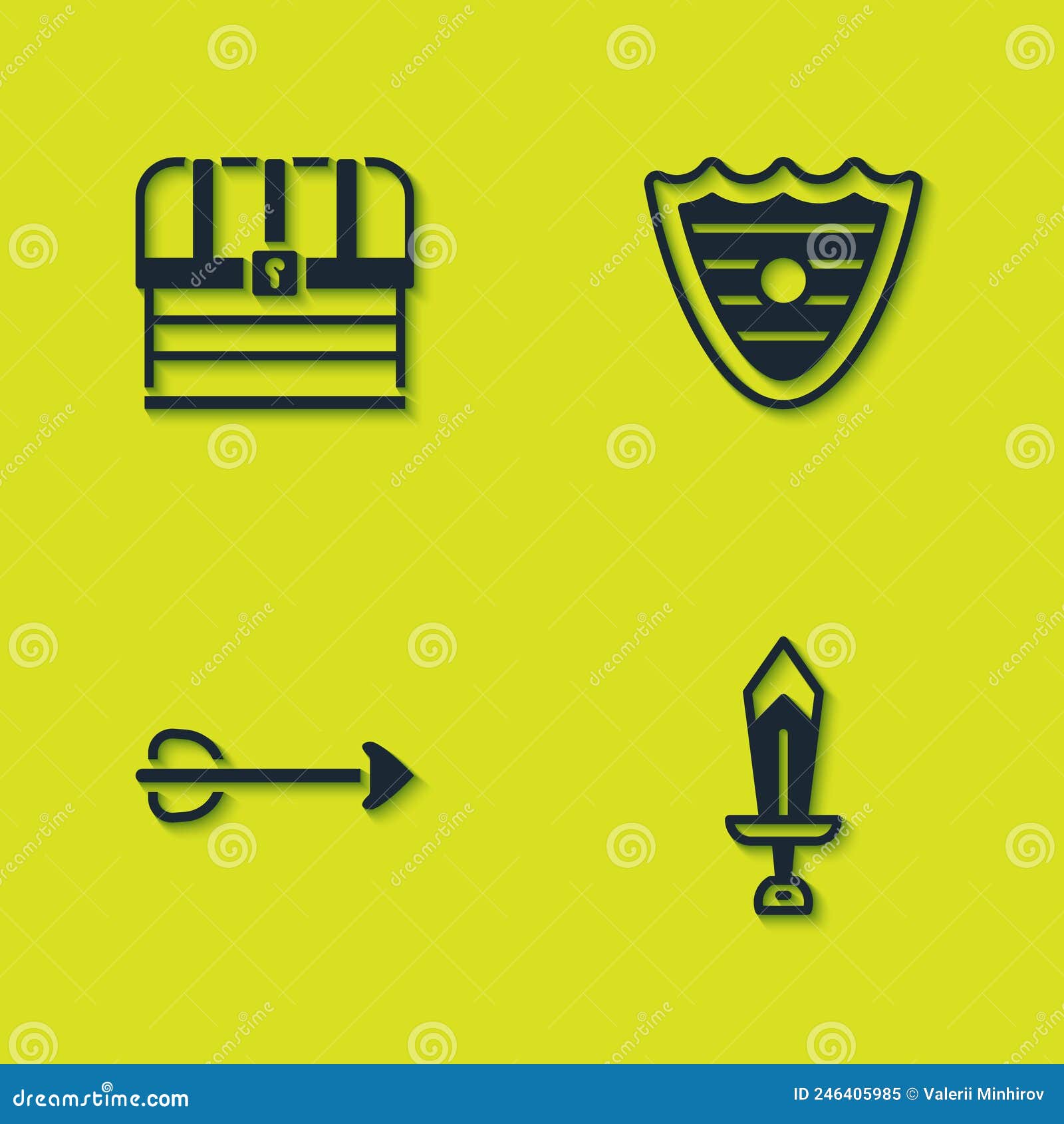 Set Chest, Sword for Game, Arrow and Shield Icon. Vector Stock ...