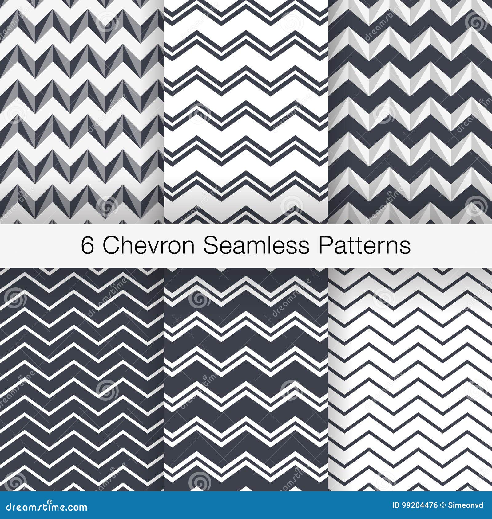 Set of 6 Chevron Seamless Patterns Stock Vector - Illustration of ...