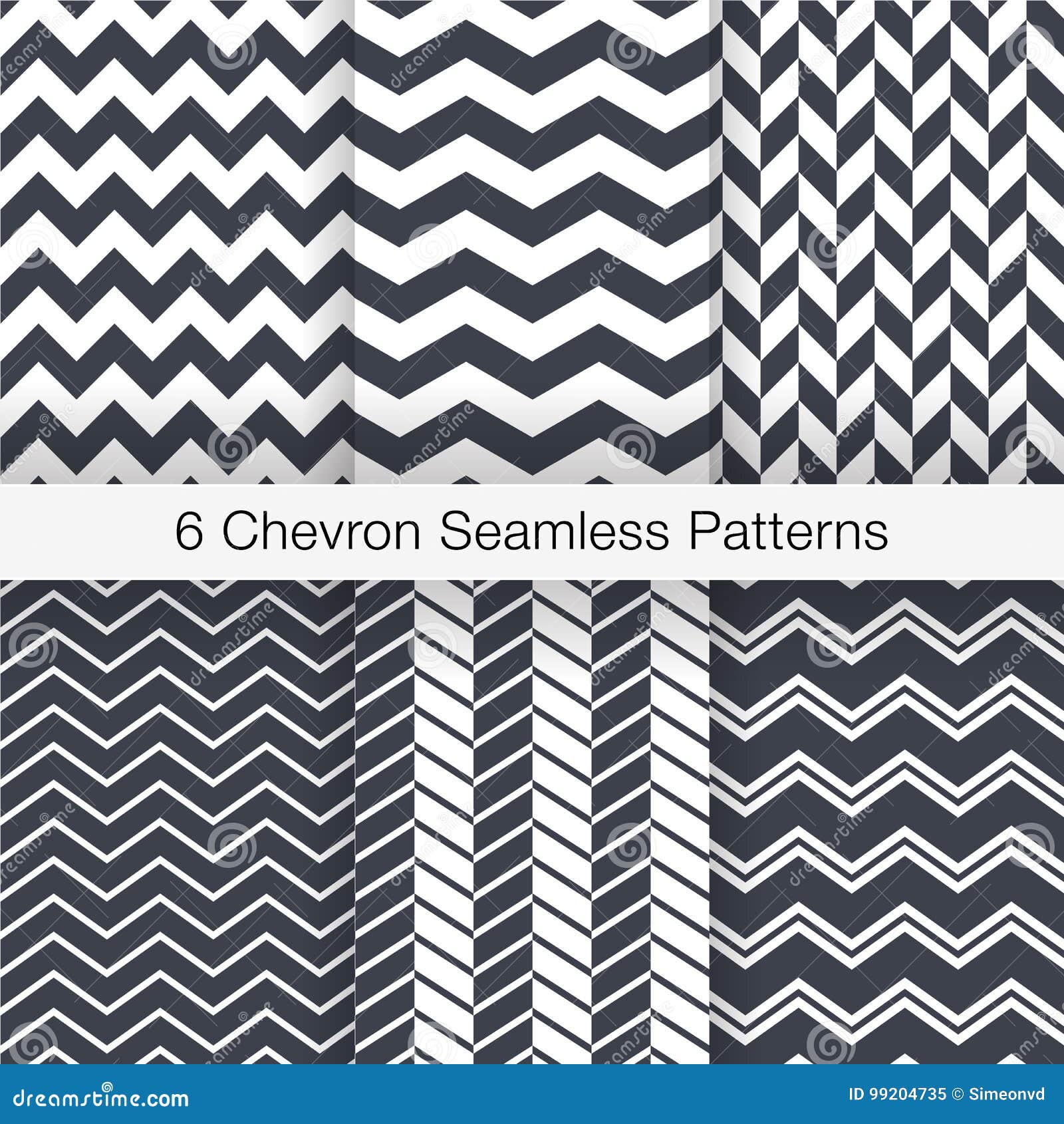 Set of 6 Chevron Seamless Patterns Stock Vector - Illustration of line ...