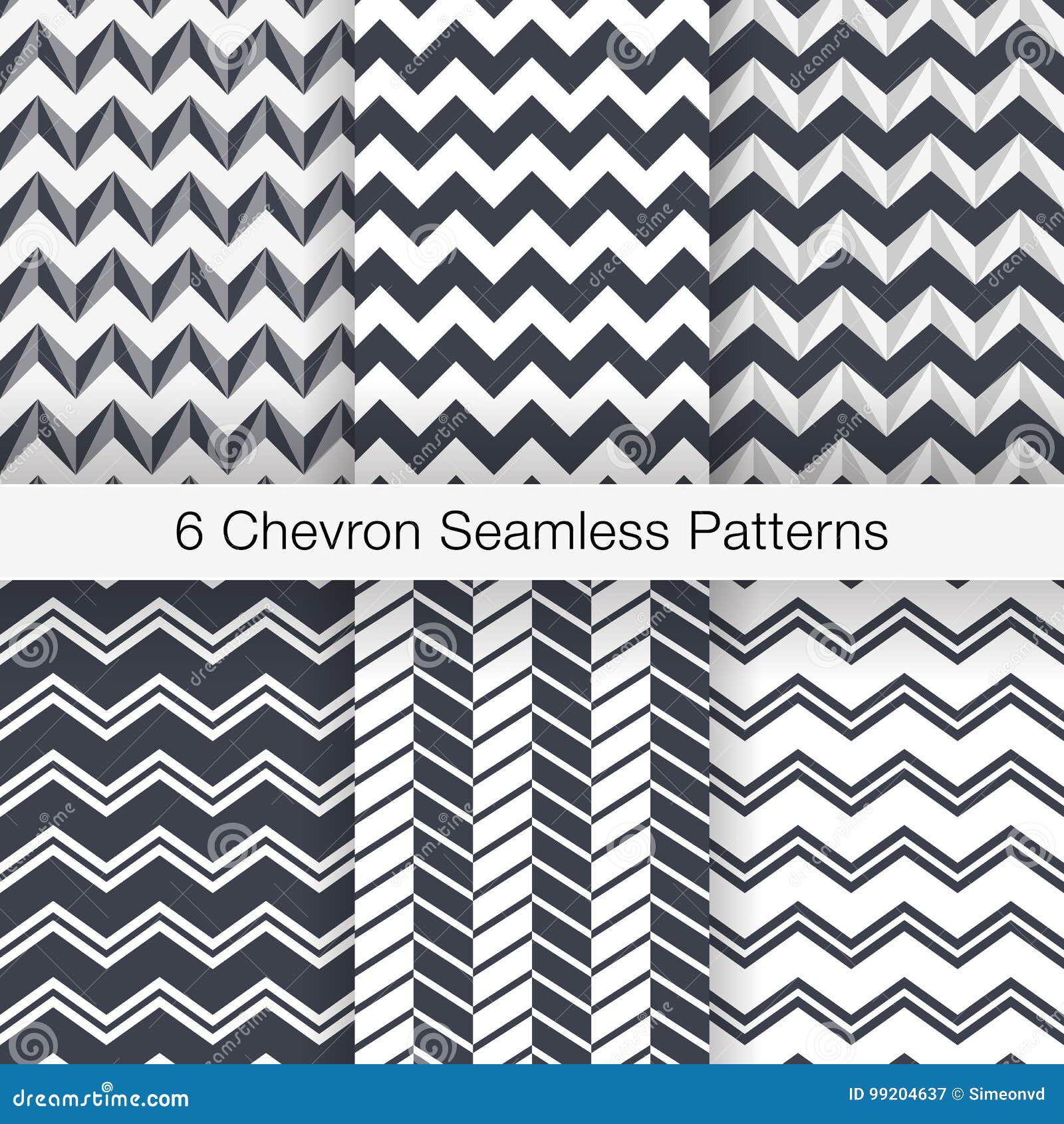 Set of 6 Chevron Seamless Patterns Stock Vector - Illustration of ...
