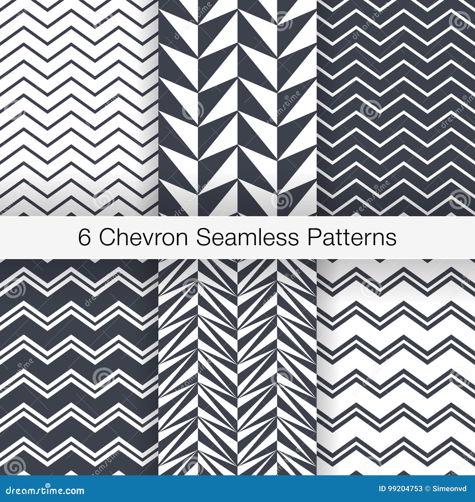 Set of 6 Chevron Seamless Patterns Stock Vector - Illustration of black ...