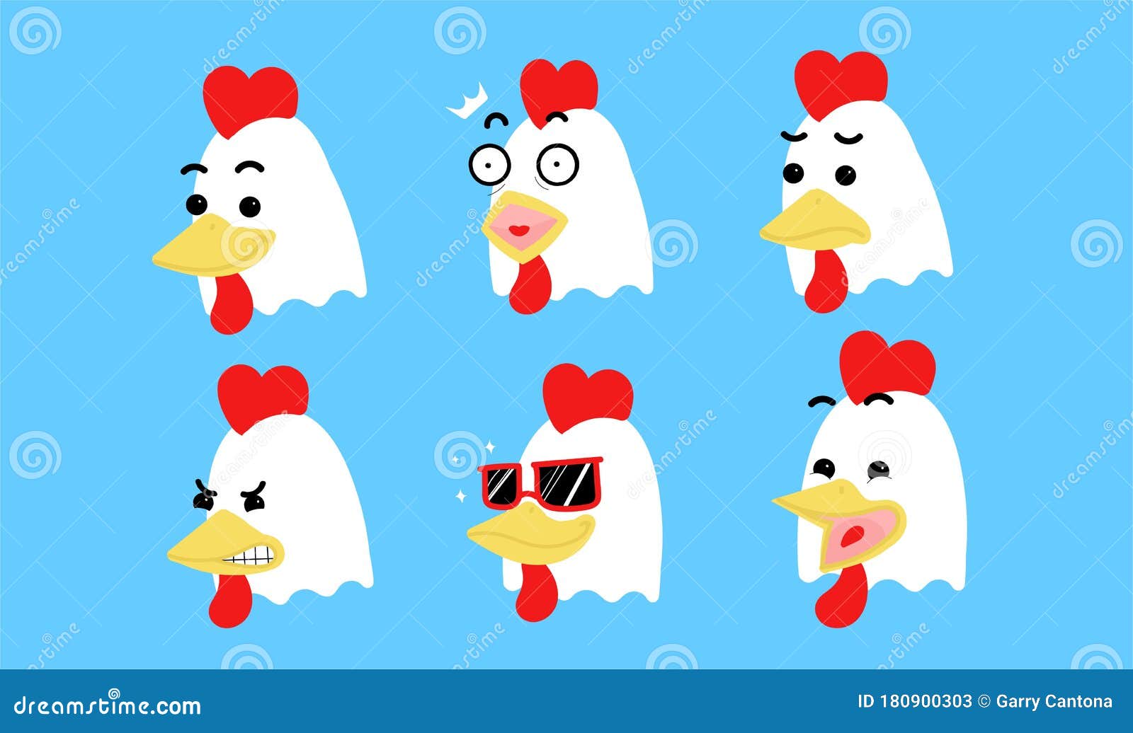 Set of Chicken Avatar stock vector. Illustration of animal - 180900303