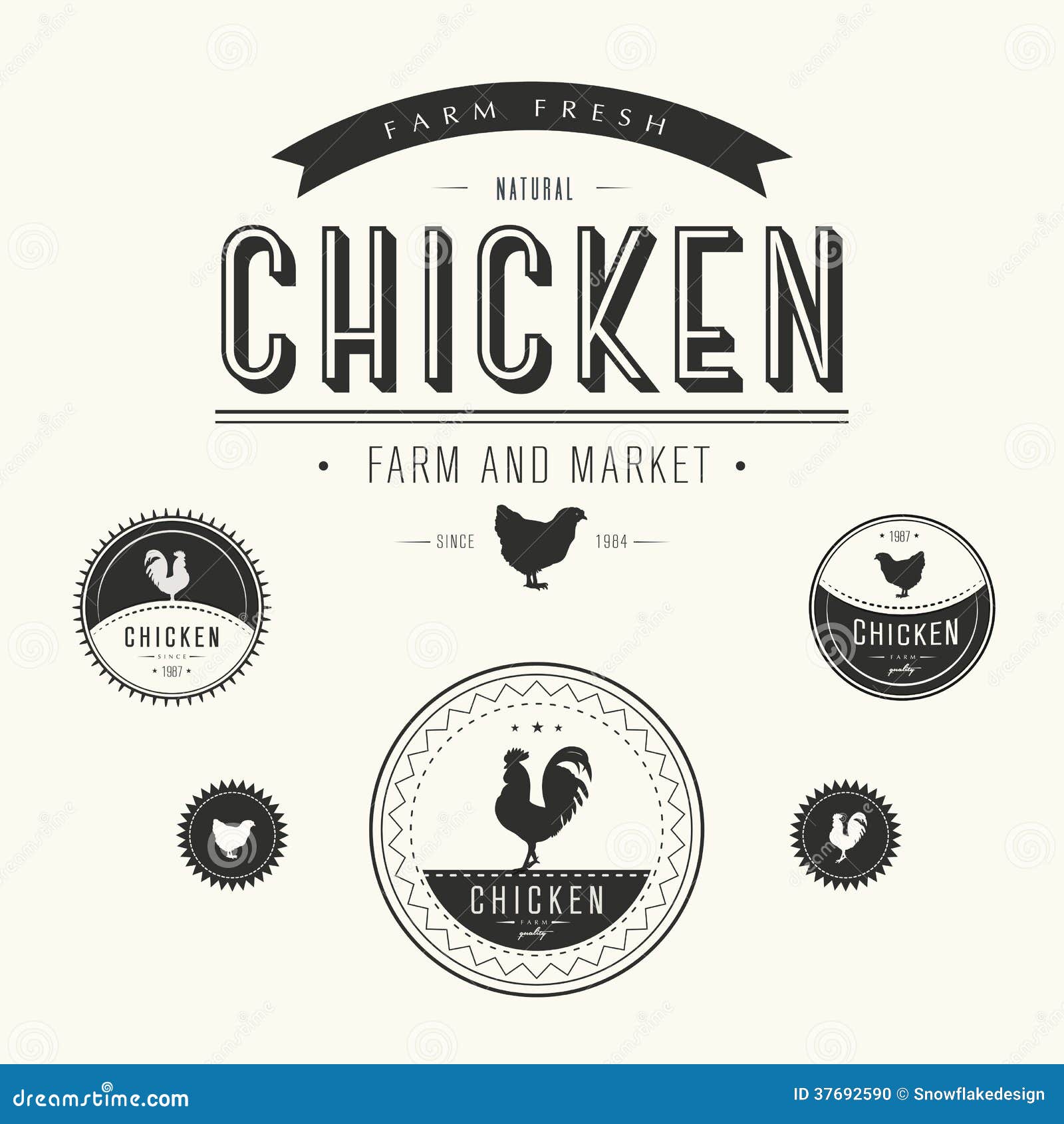 Set of Chicken Farm and Market Labels Stock Vector - Illustration of ...