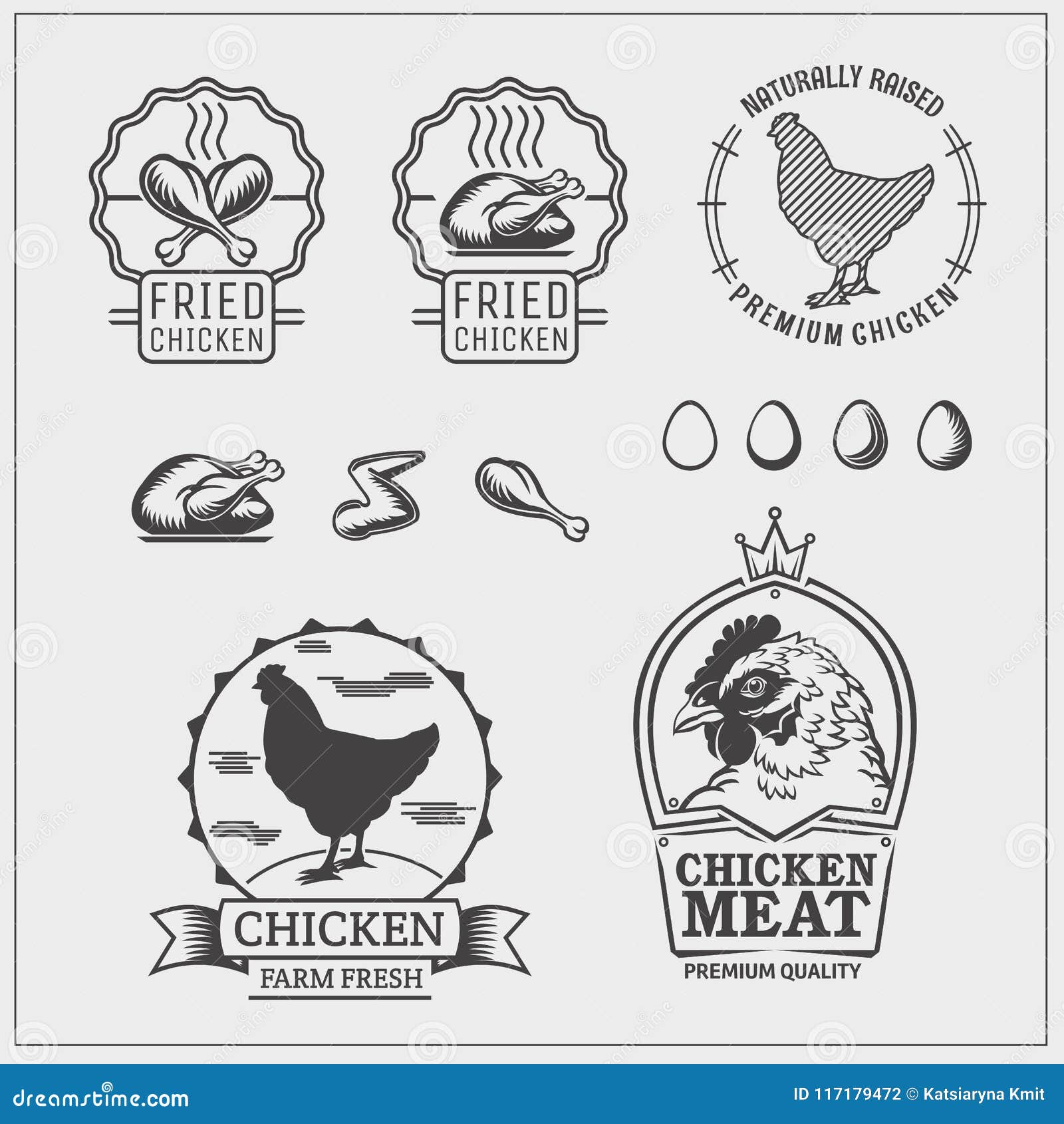 Set of Chicken Labels, Emblems and Design Elements. Stock Vector ...