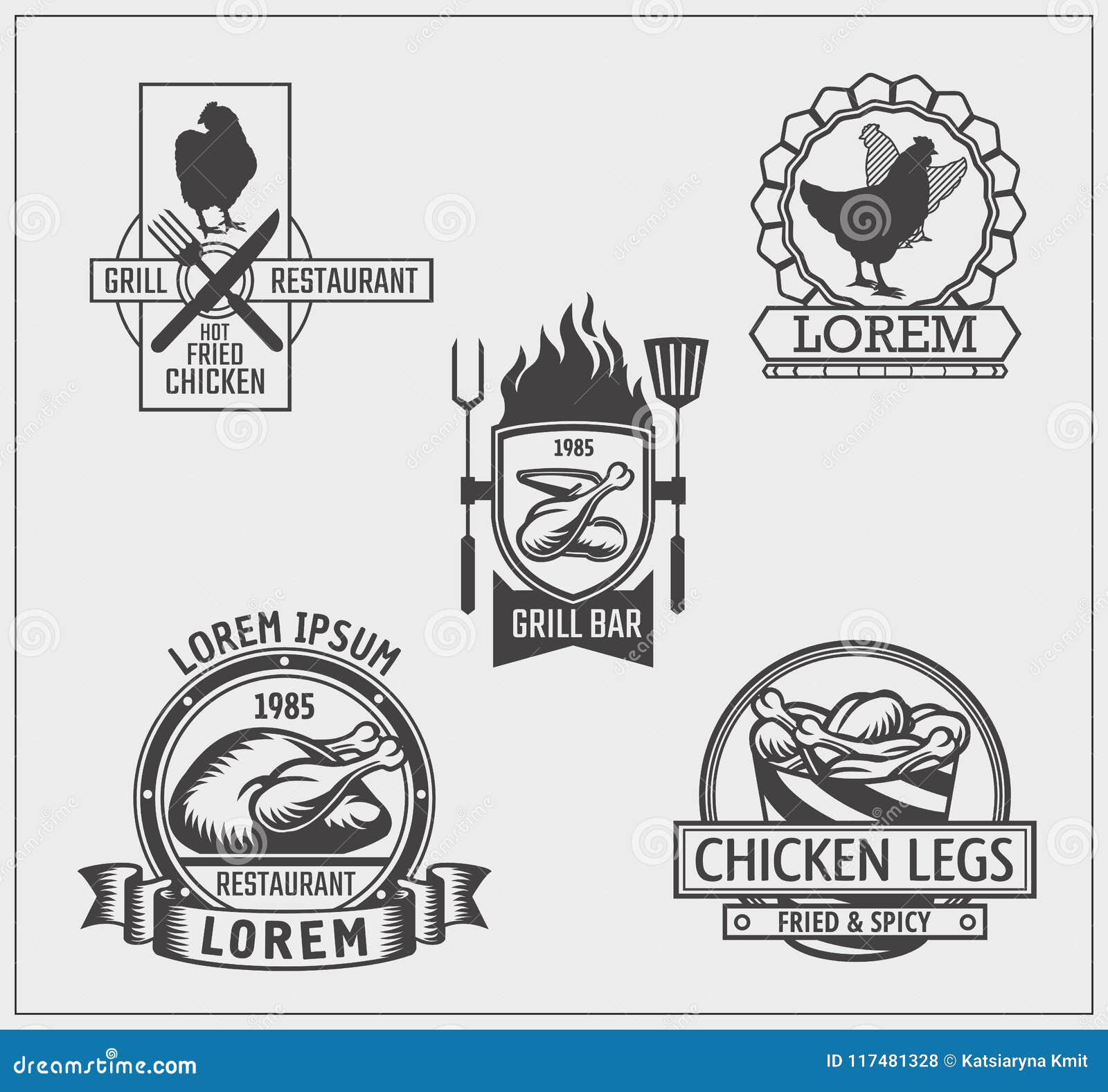 Set of Chicken Labels, Emblems and Design Elements. Stock Vector ...