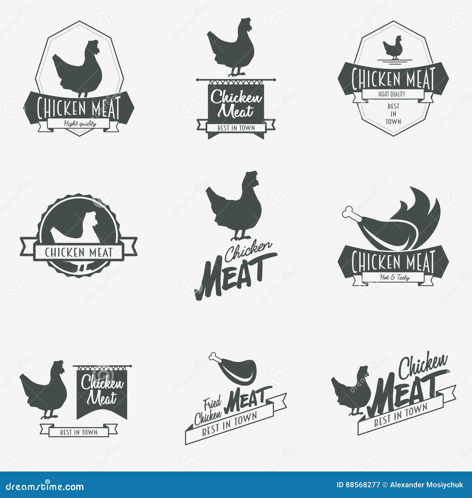 Set of Chicken Meat Logo, Symbol or Label Design Stock Vector ...
