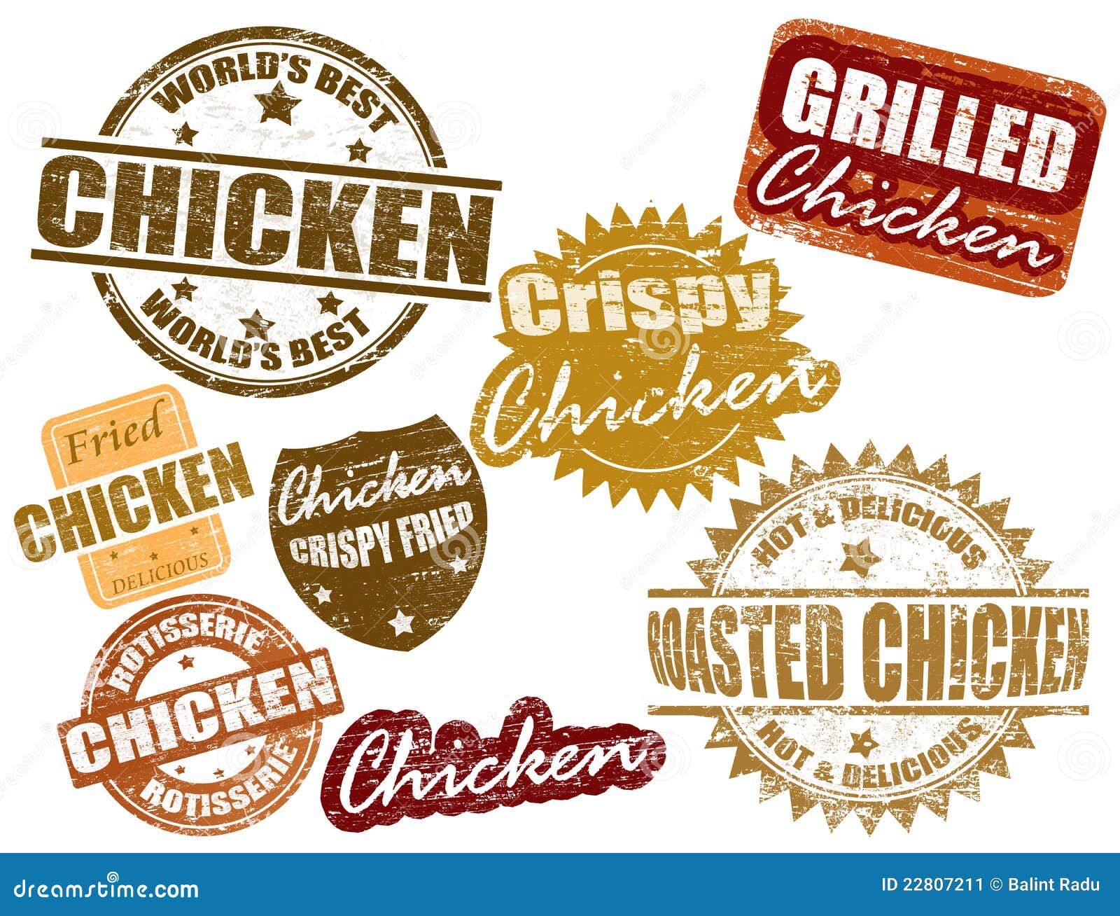 Set of chicken stamp stock vector. Illustration of food - 22807211
