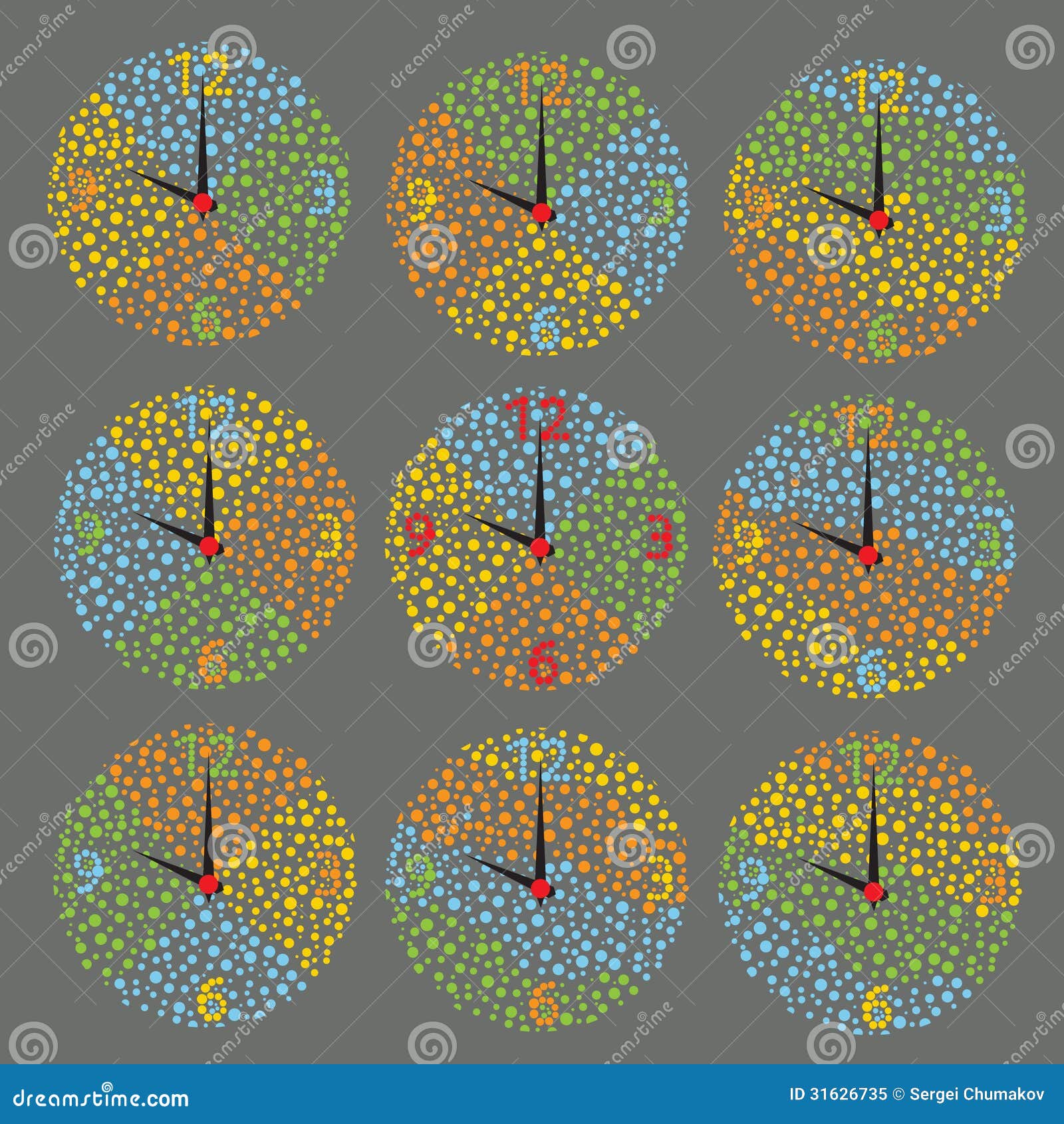 Set of Childish Multicolor Clocks. Stock Vector - Illustration of ...