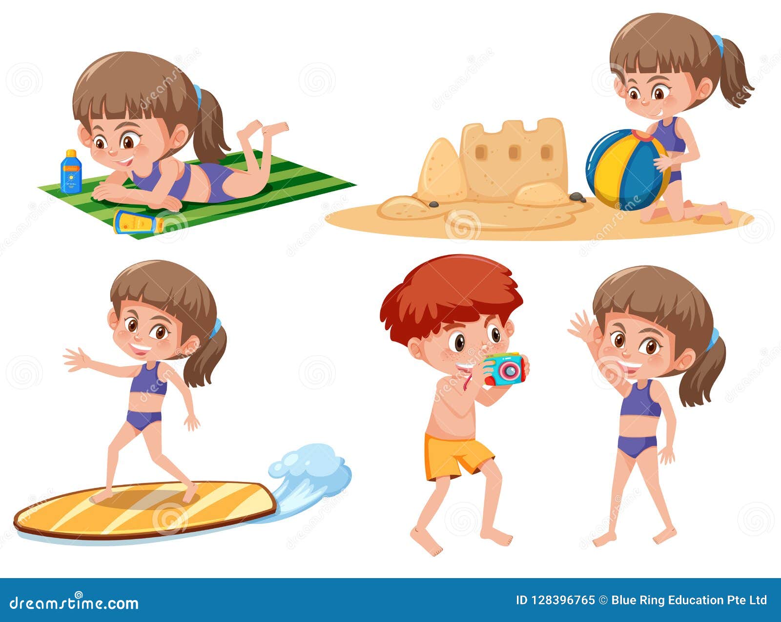 Set of Children Beach Activity Stock Vector - Illustration of activity ...