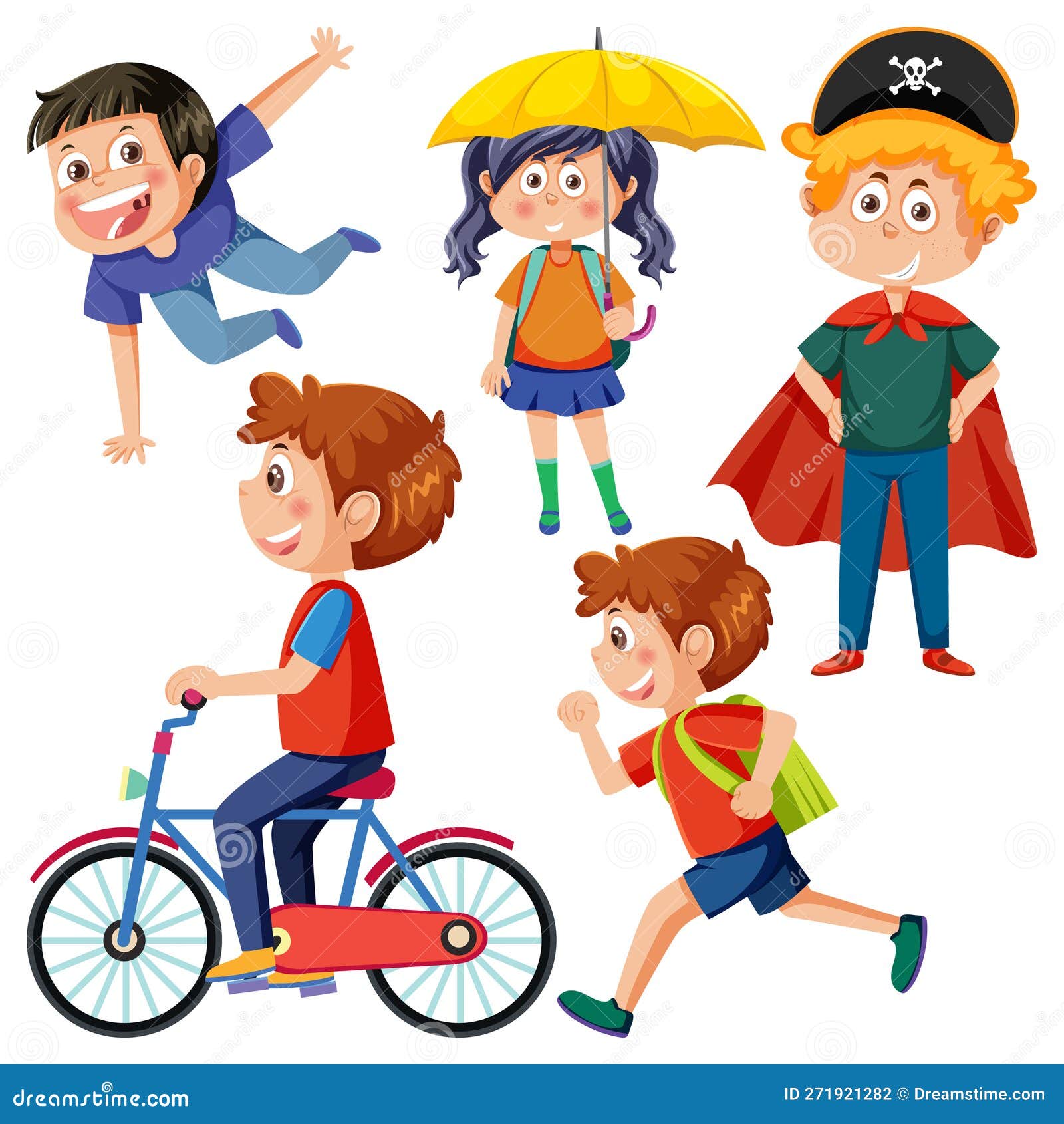 Set of Children Cartoon Character Stock Vector - Illustration of male ...