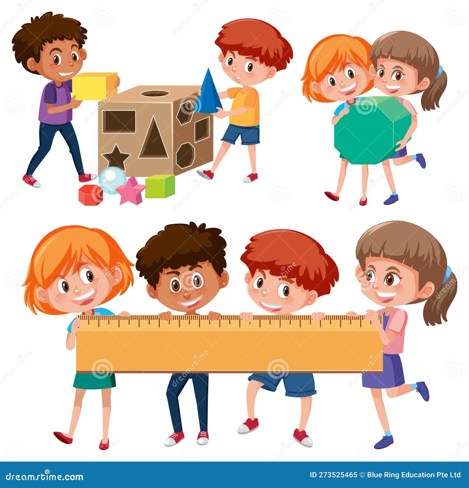 Set of Children Cartoon Character Learning Tools Stock Vector ...
