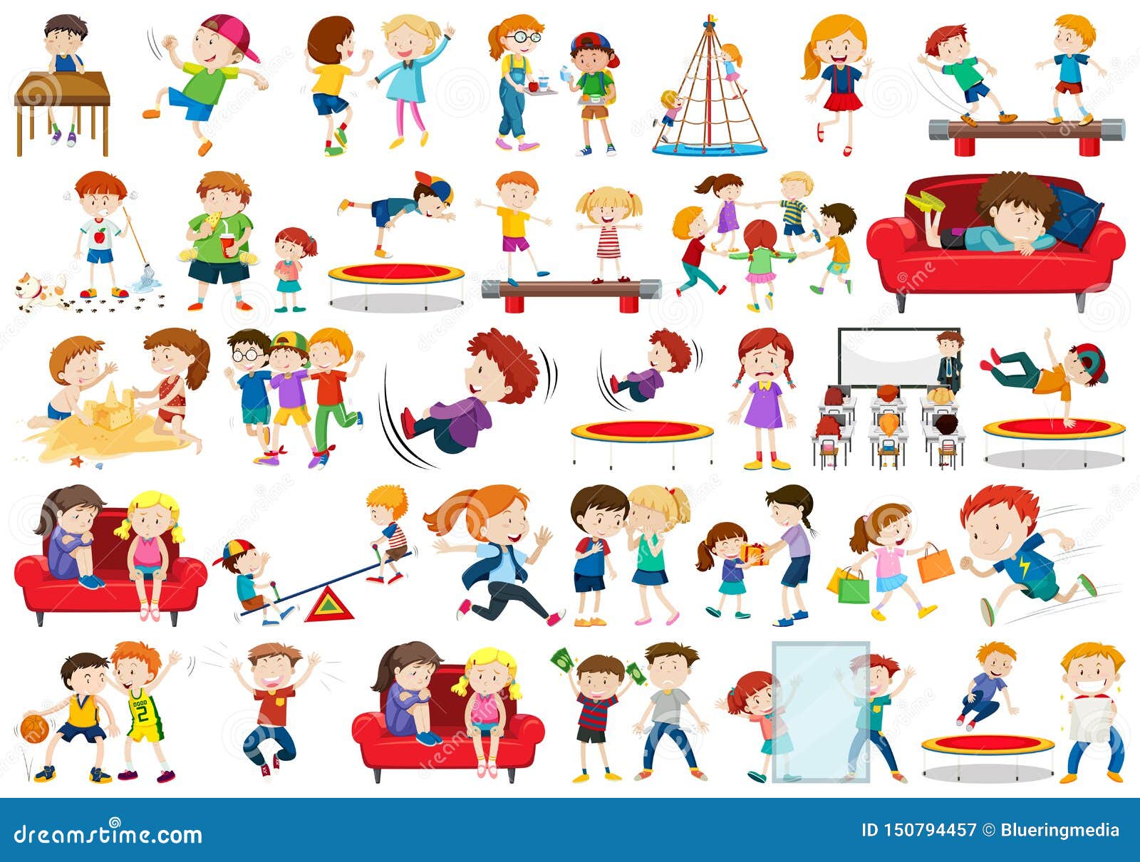 Set of children character stock vector. Illustration of background ...