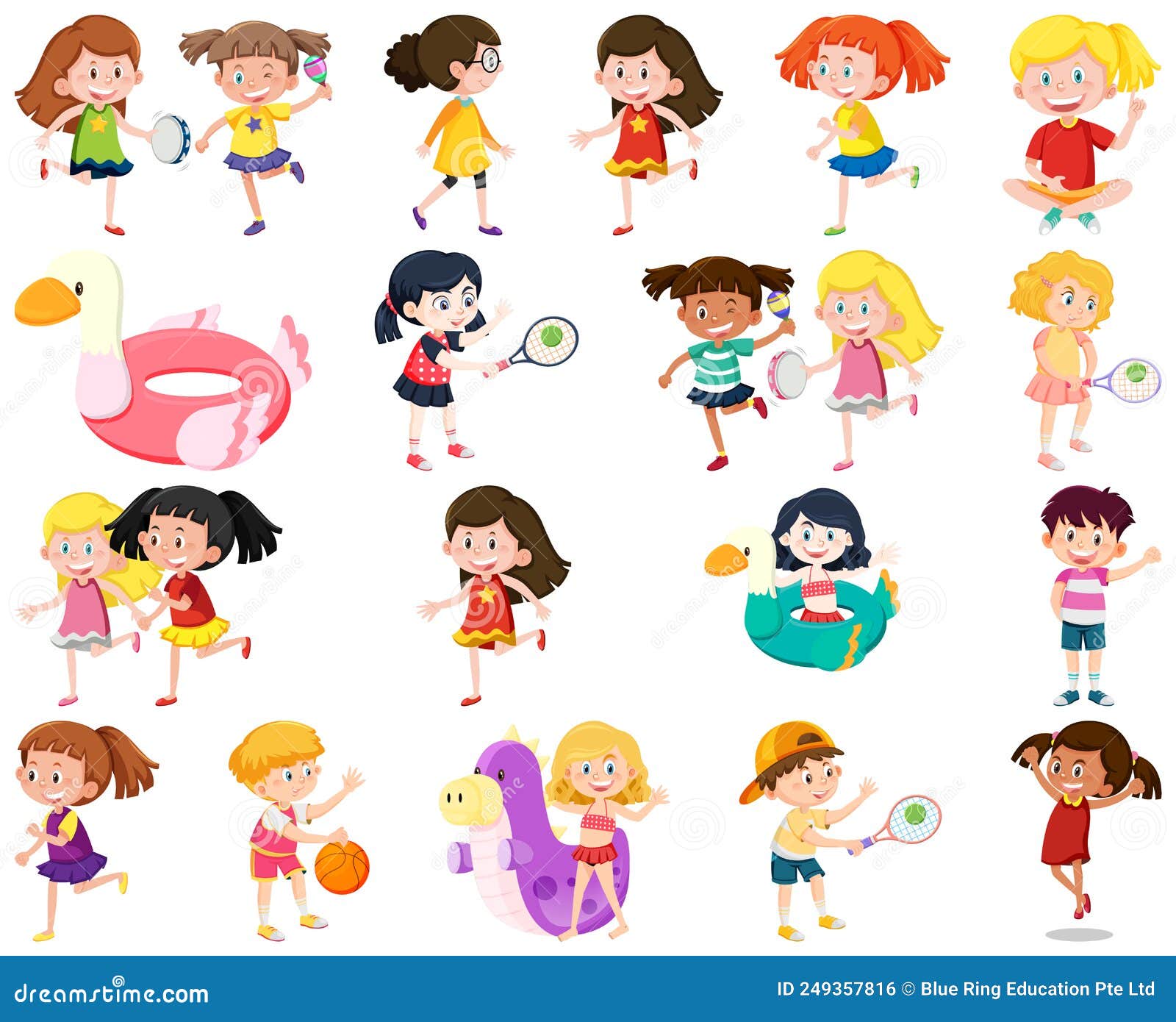 Set of Children Doing Different Activities Stock Vector - Illustration ...
