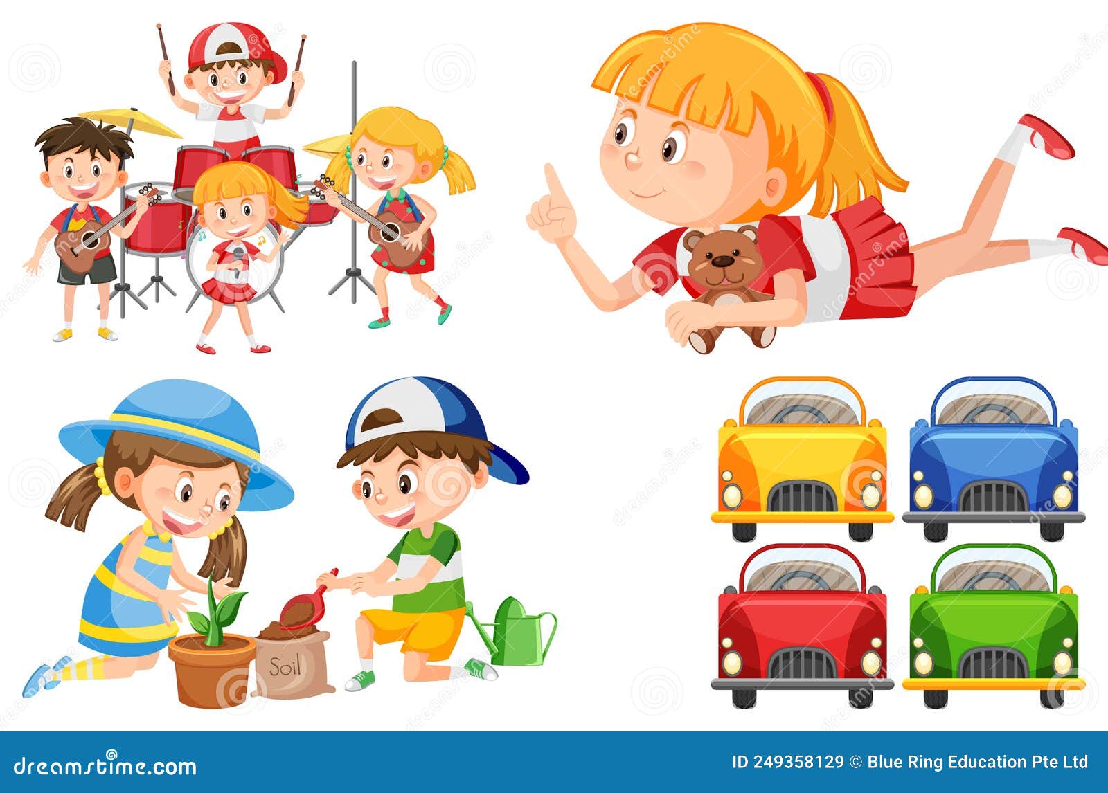 Set of Children Doing Different Activities Stock Vector - Illustration ...