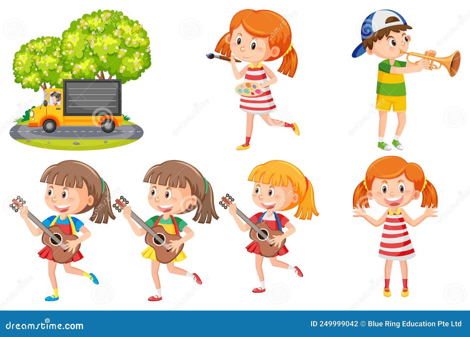 Set of Children Doing Different Activities Stock Vector - Illustration ...