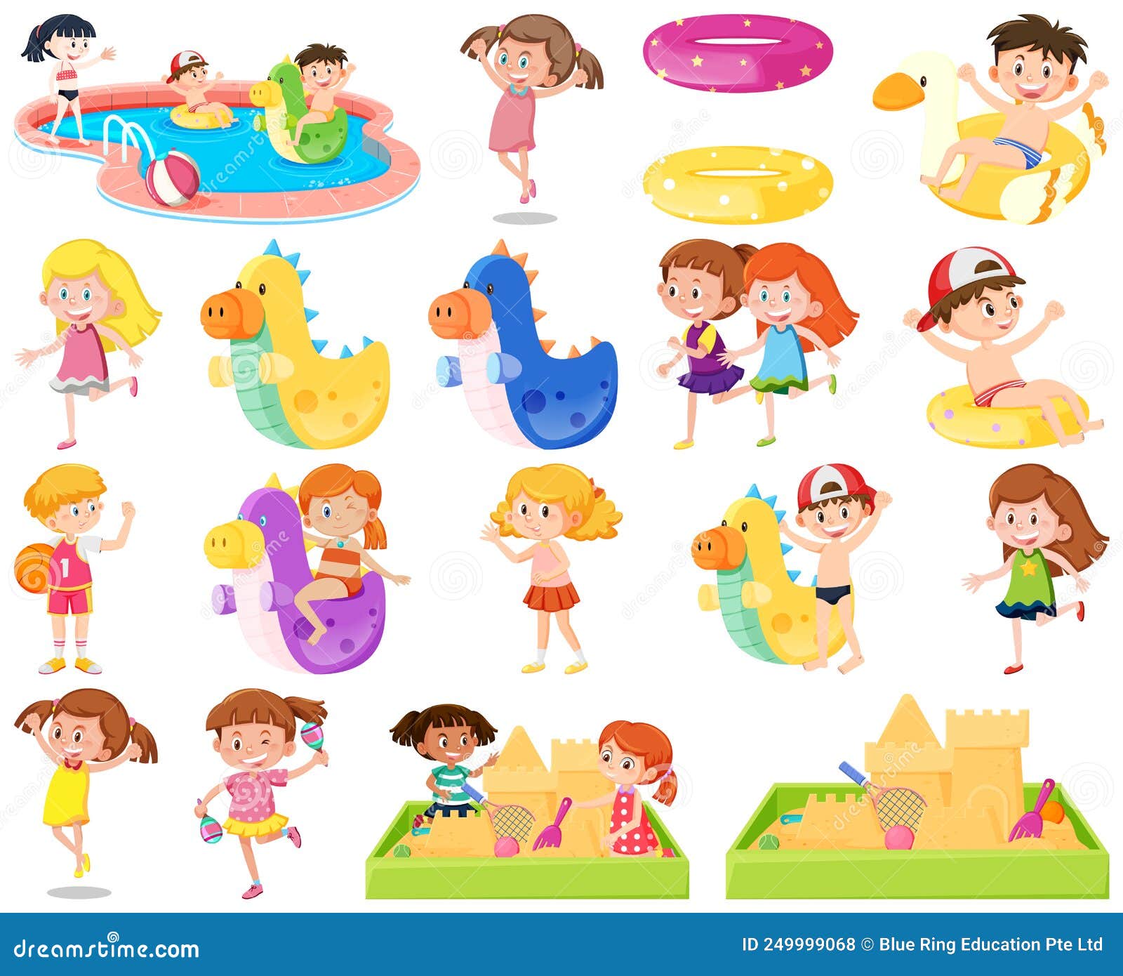 Set of Children Doing Different Activities Stock Vector - Illustration ...