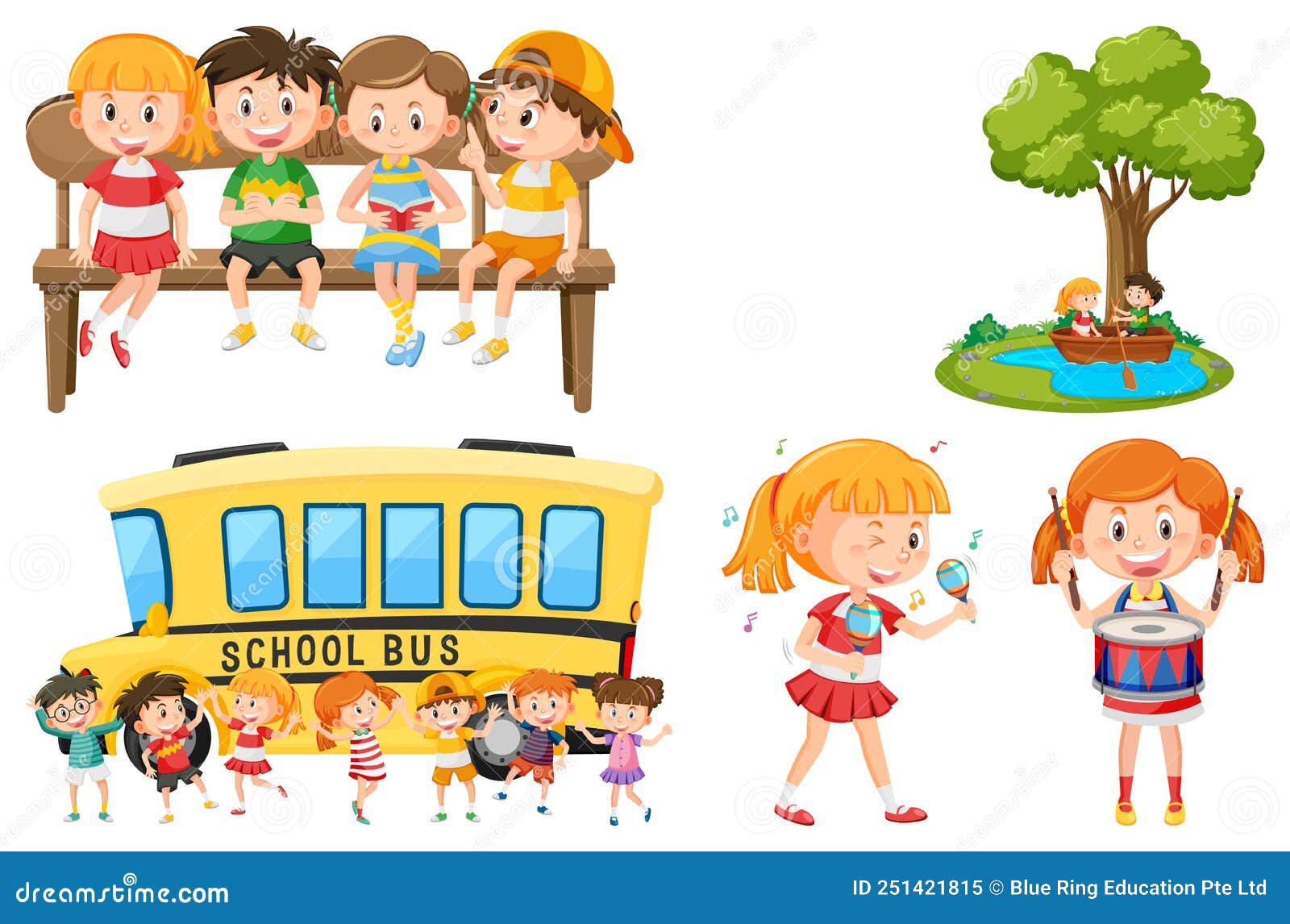 Set of Children Doing Different Activities Stock Vector - Illustration ...