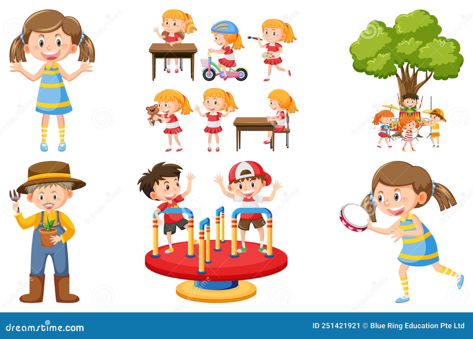 Set of Children Doing Different Activities Stock Vector - Illustration ...