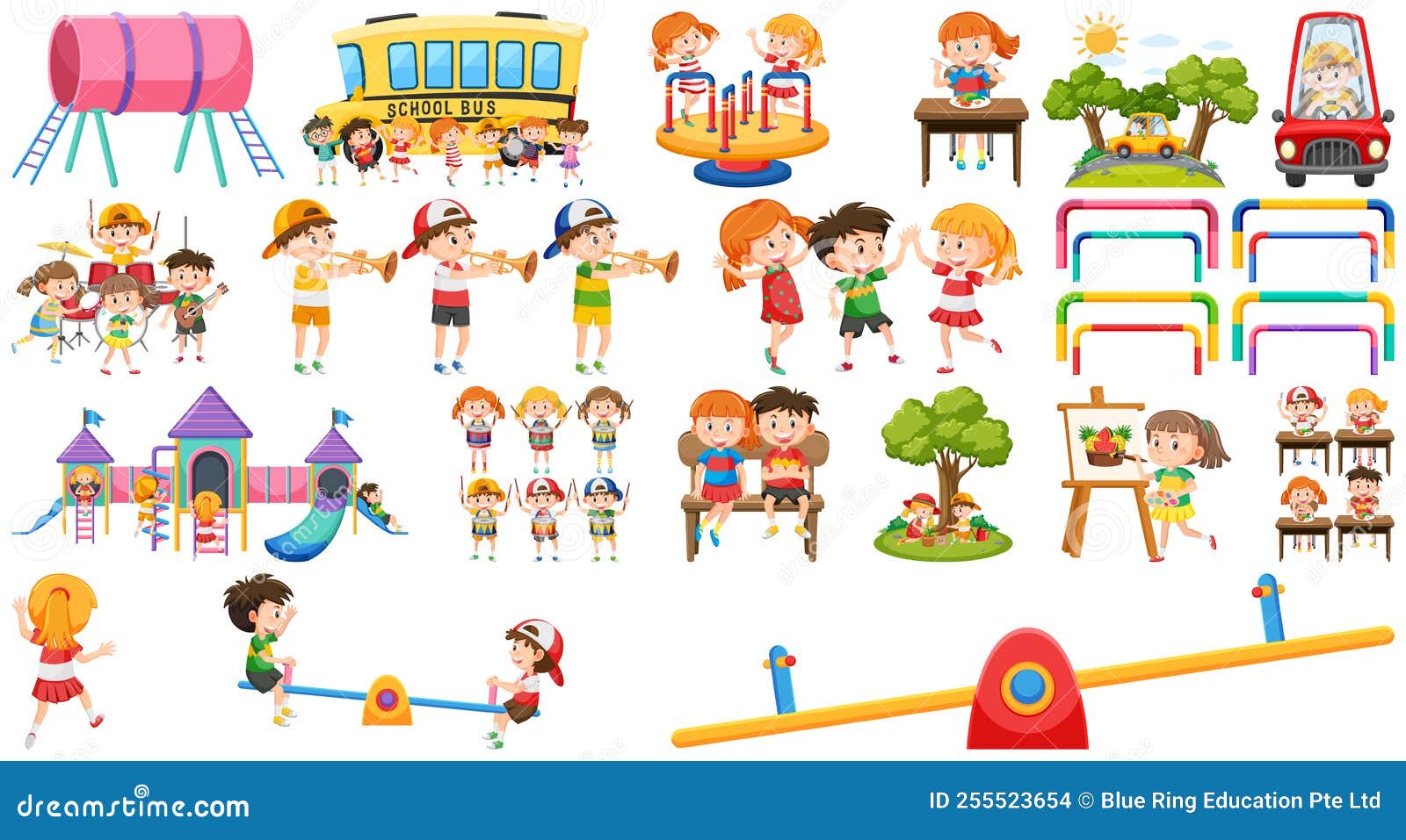 Set of Children Doing Different Activities Stock Vector - Illustration ...