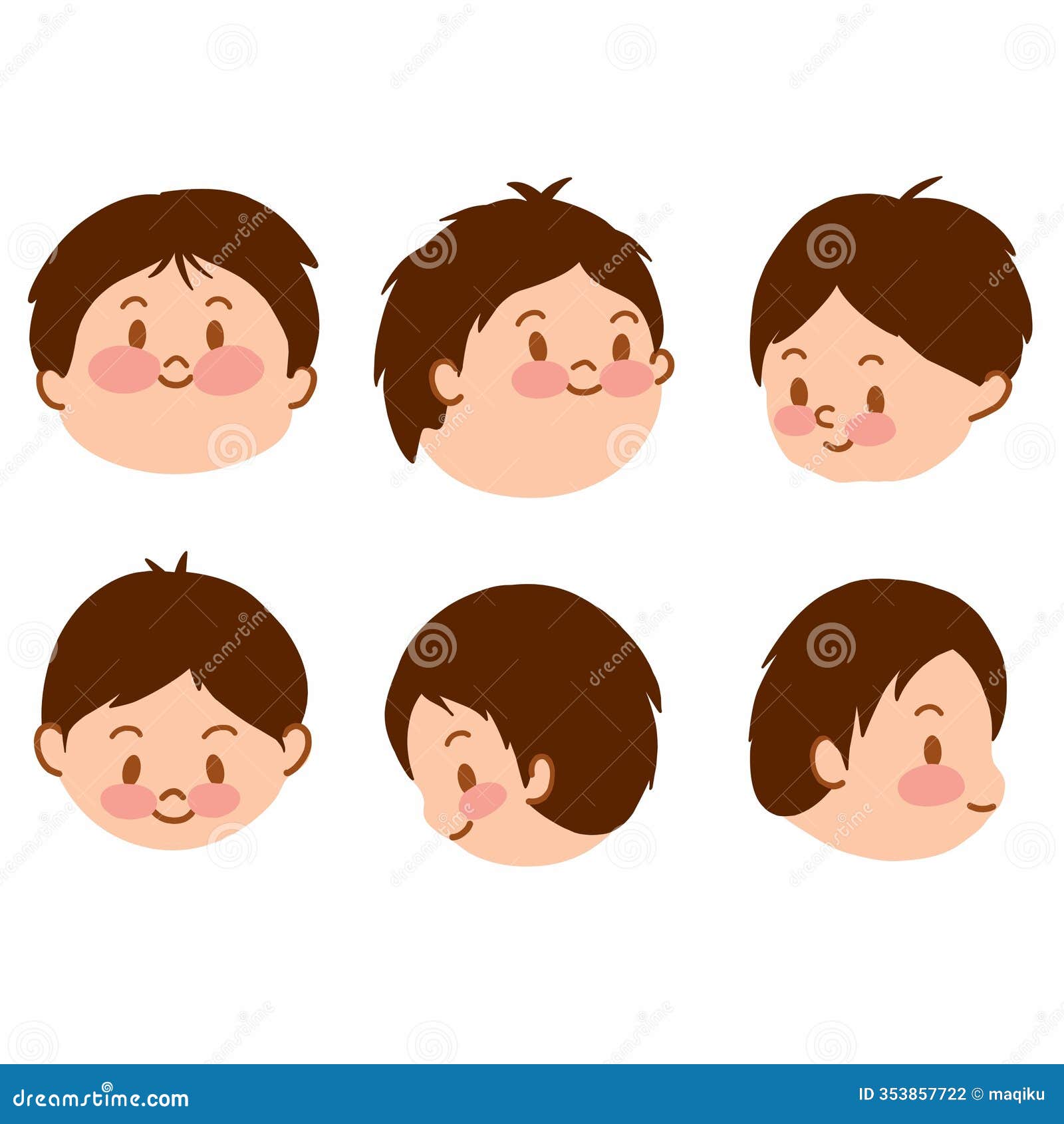 Set of Children Faces in Different Angle. Stock Illustration ...