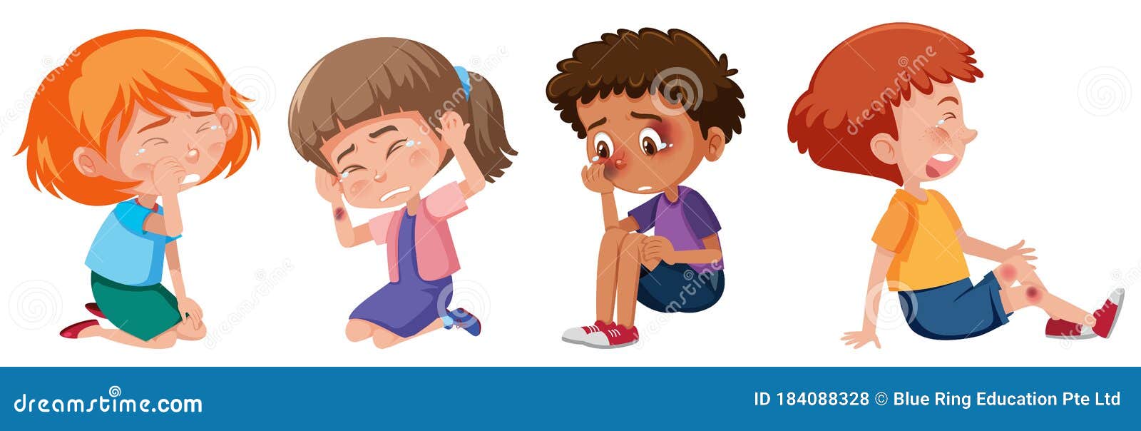 Set of Children Getting Hurt Stock Vector - Illustration of hurt, cute ...