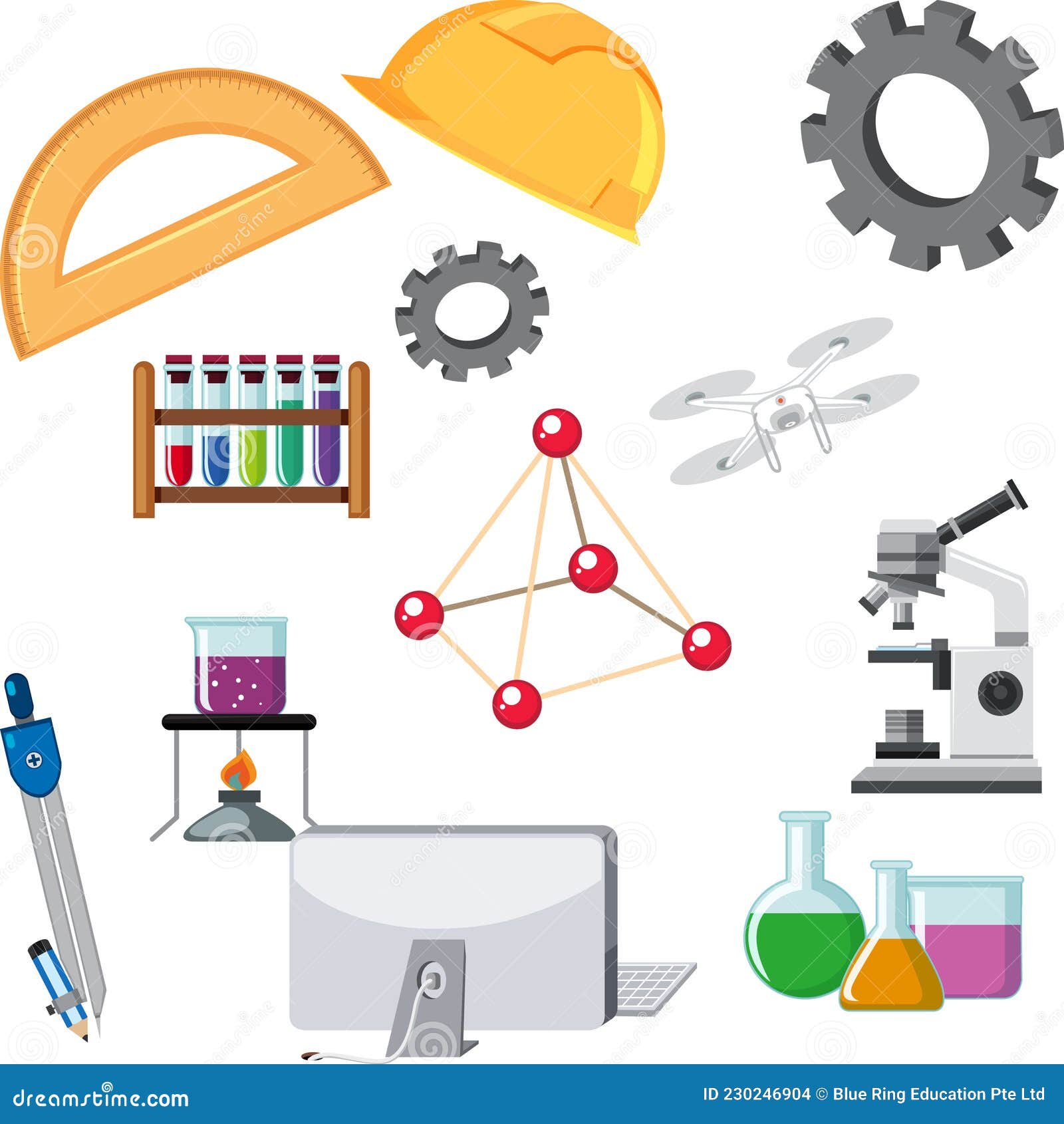 Set of Children Learning Tools Stock Vector - Illustration of ...