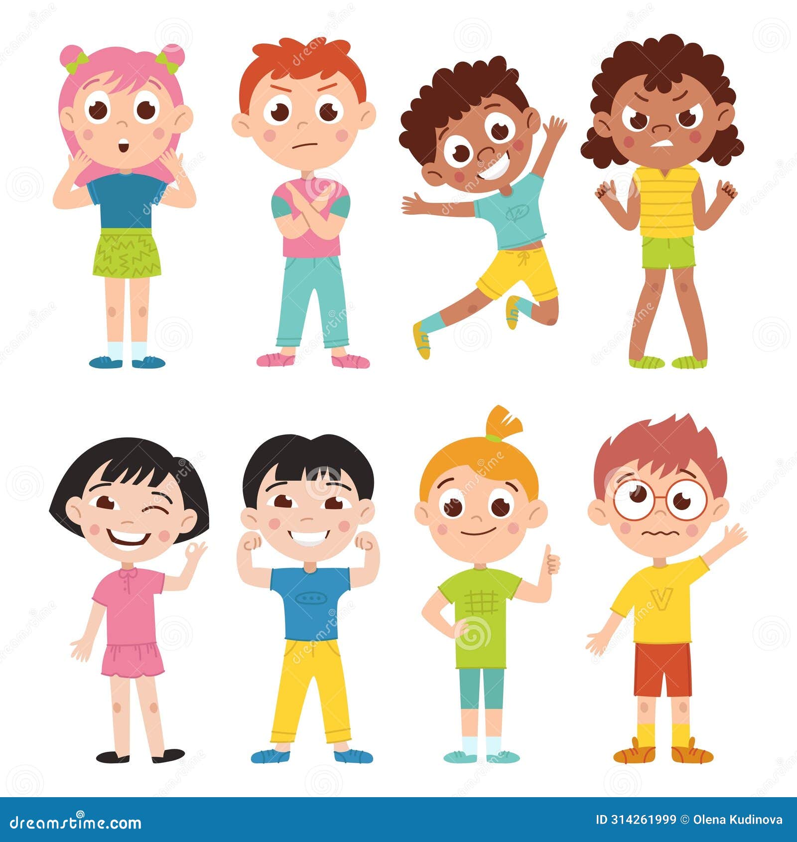 Set of Children S Expressions of Emotions. Different Character ...