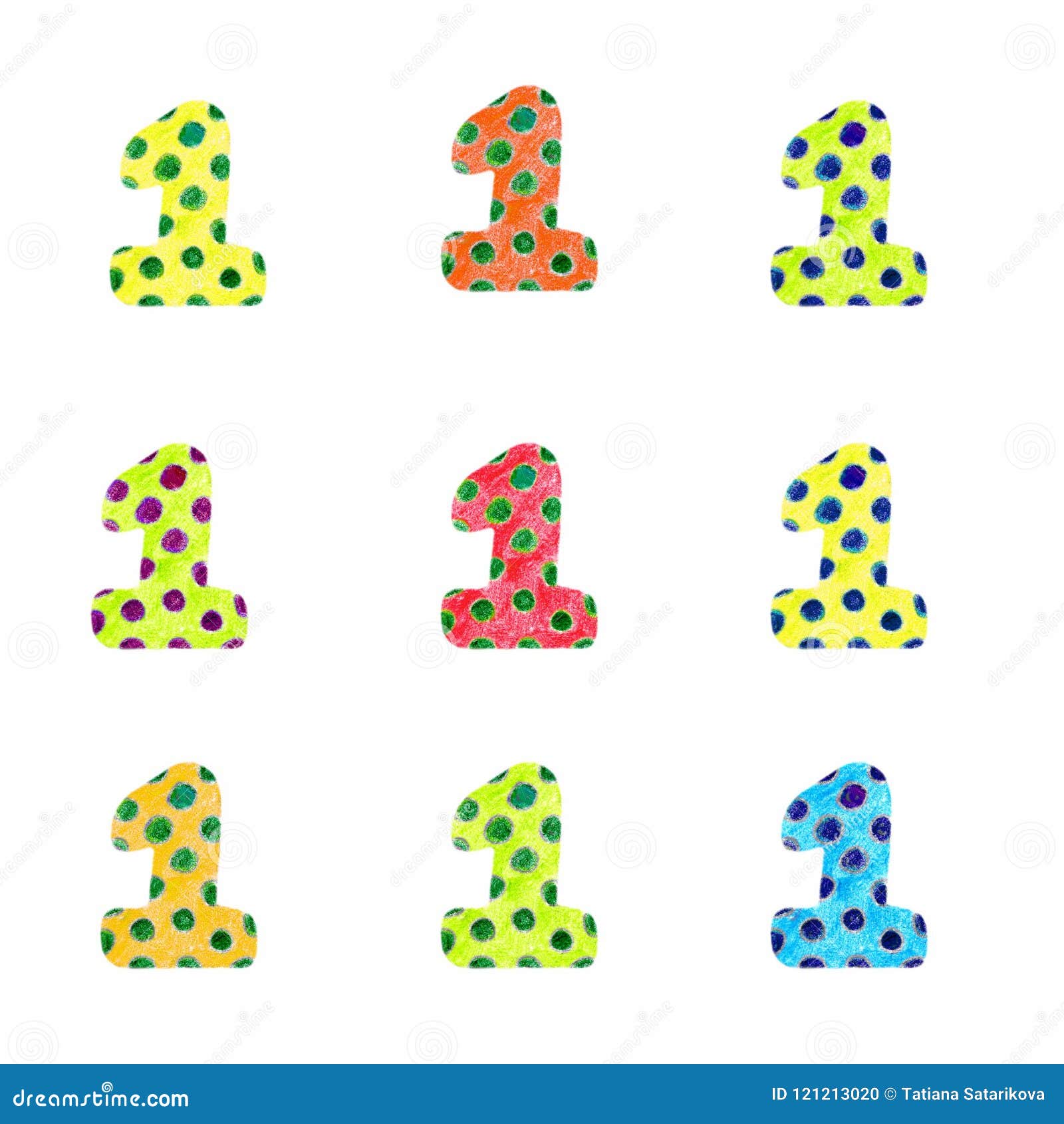 Set of Children`s Numbers One. Color Digit 1 Stock Illustration ...