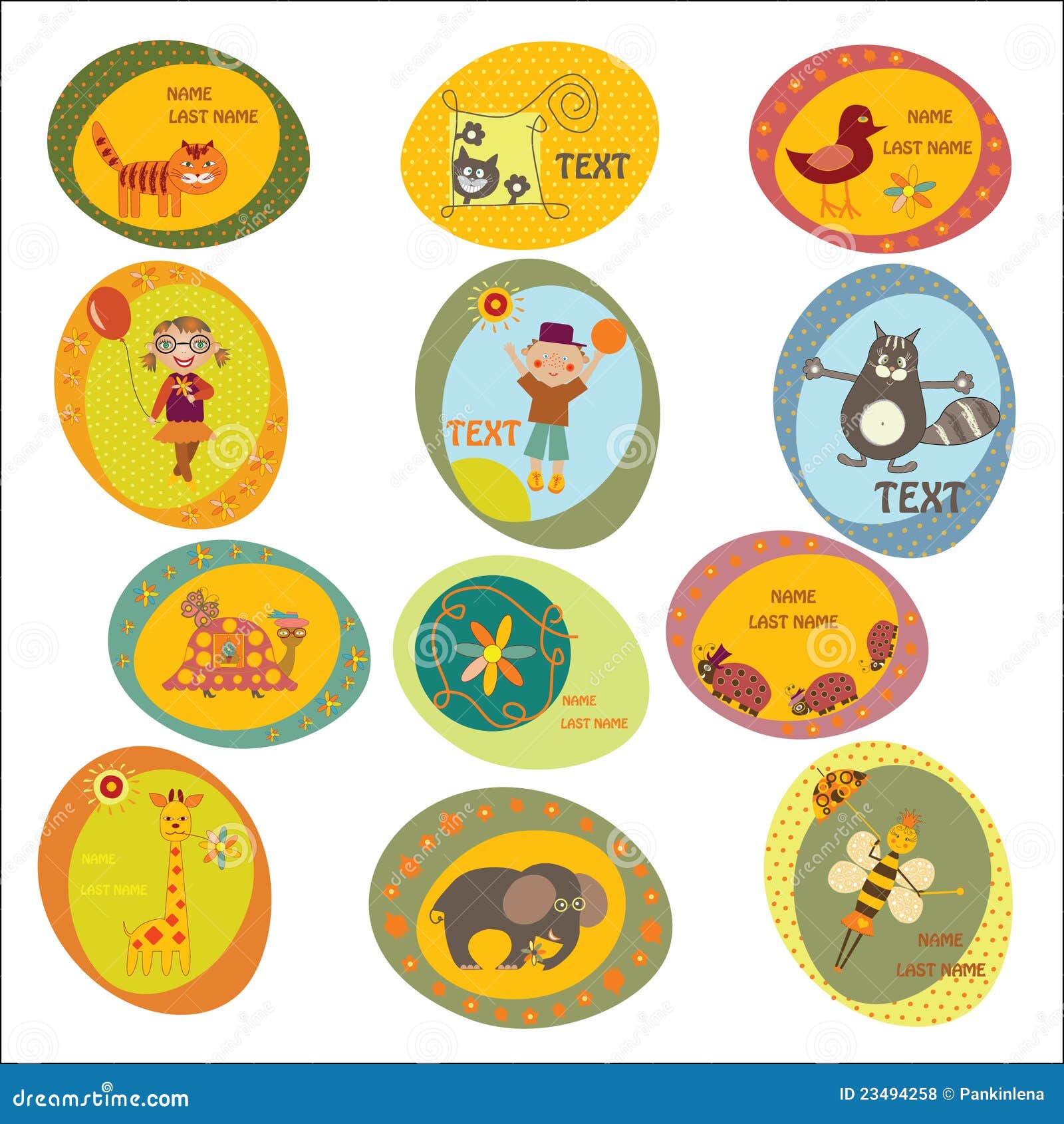 Set of children s stickers stock vector. Illustration of animal - 23494258