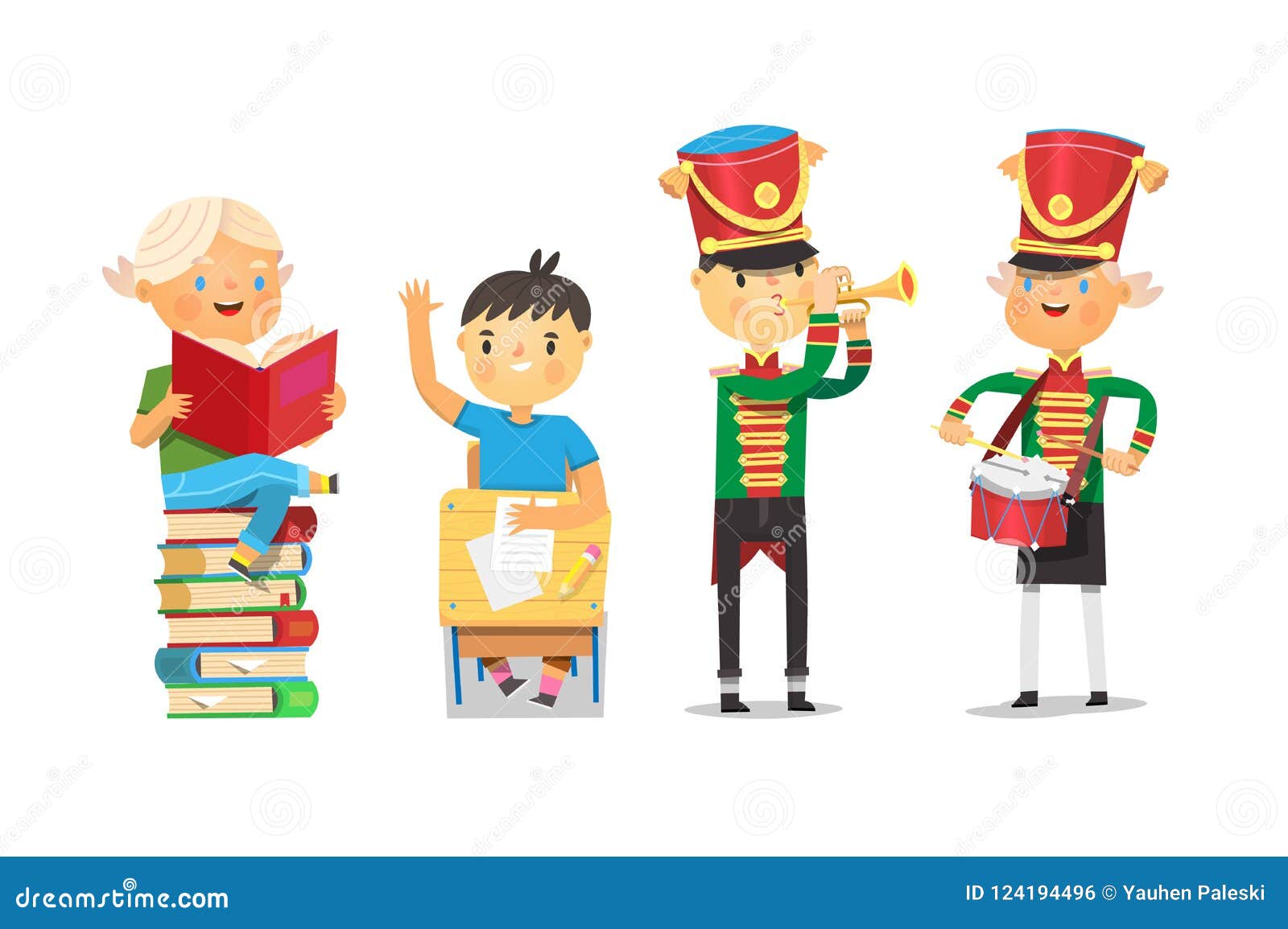 Set of Children at School Participating in Various Activities Offered ...