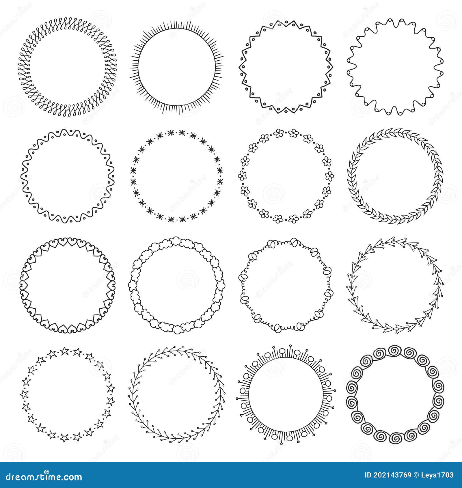 Set of Childrens Geometric Round Frames. Hand Drawn Stock Vector ...