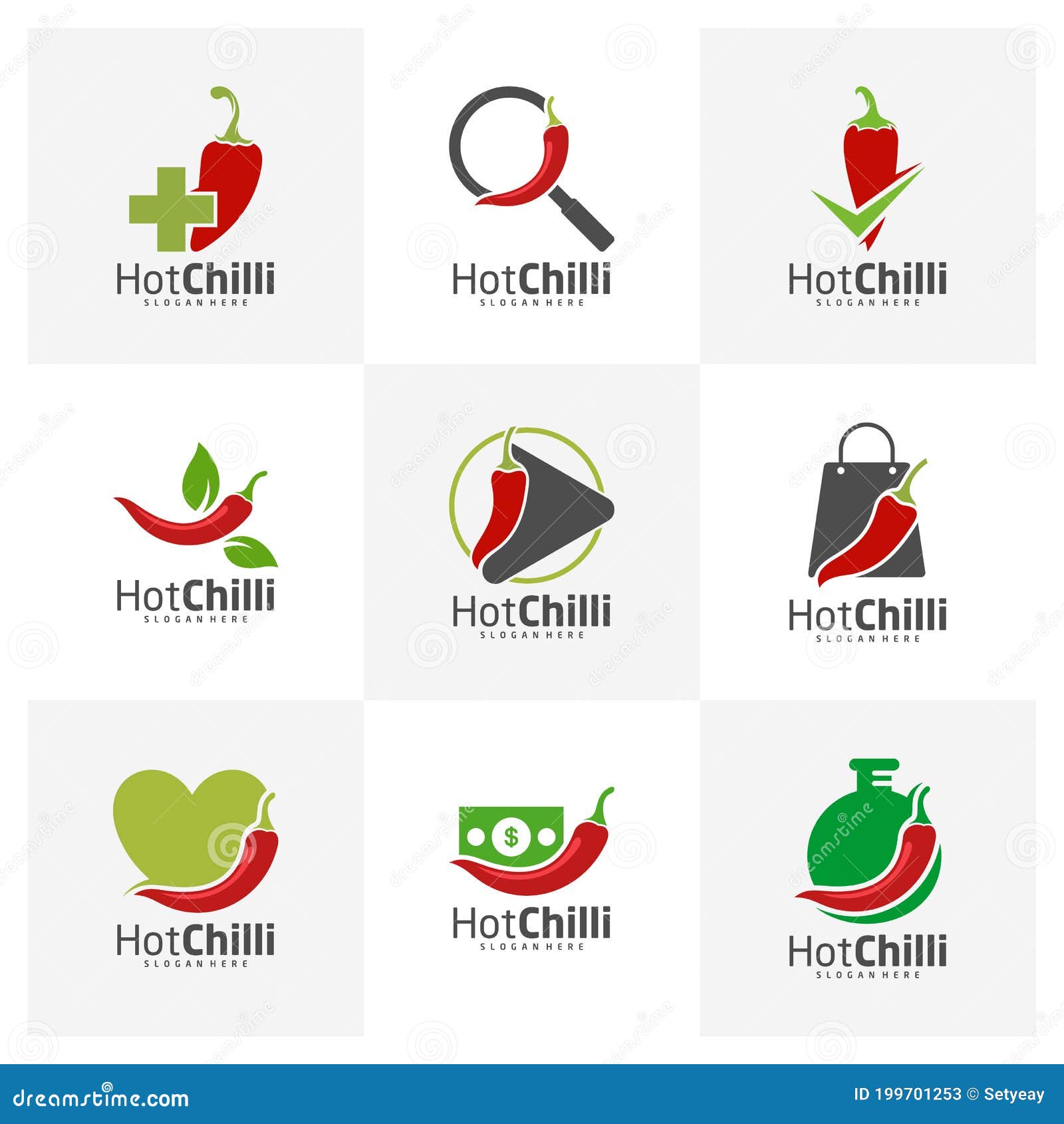 Set of Chili Logo Design Vector Template, Red Chili Illustration ...