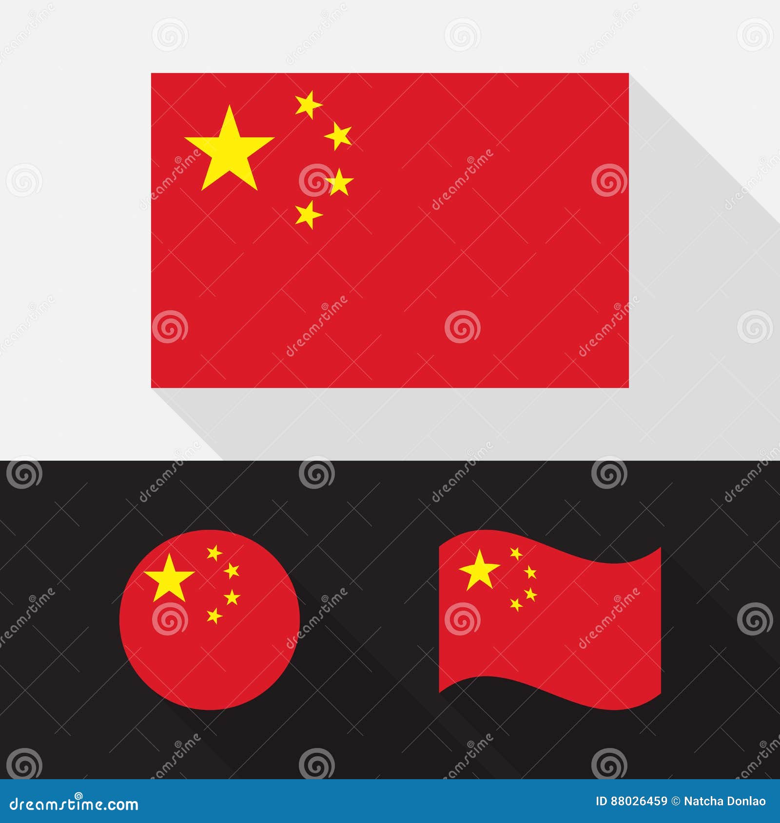 Set of China Flag Flat Design Illustration Stock Illustration ...