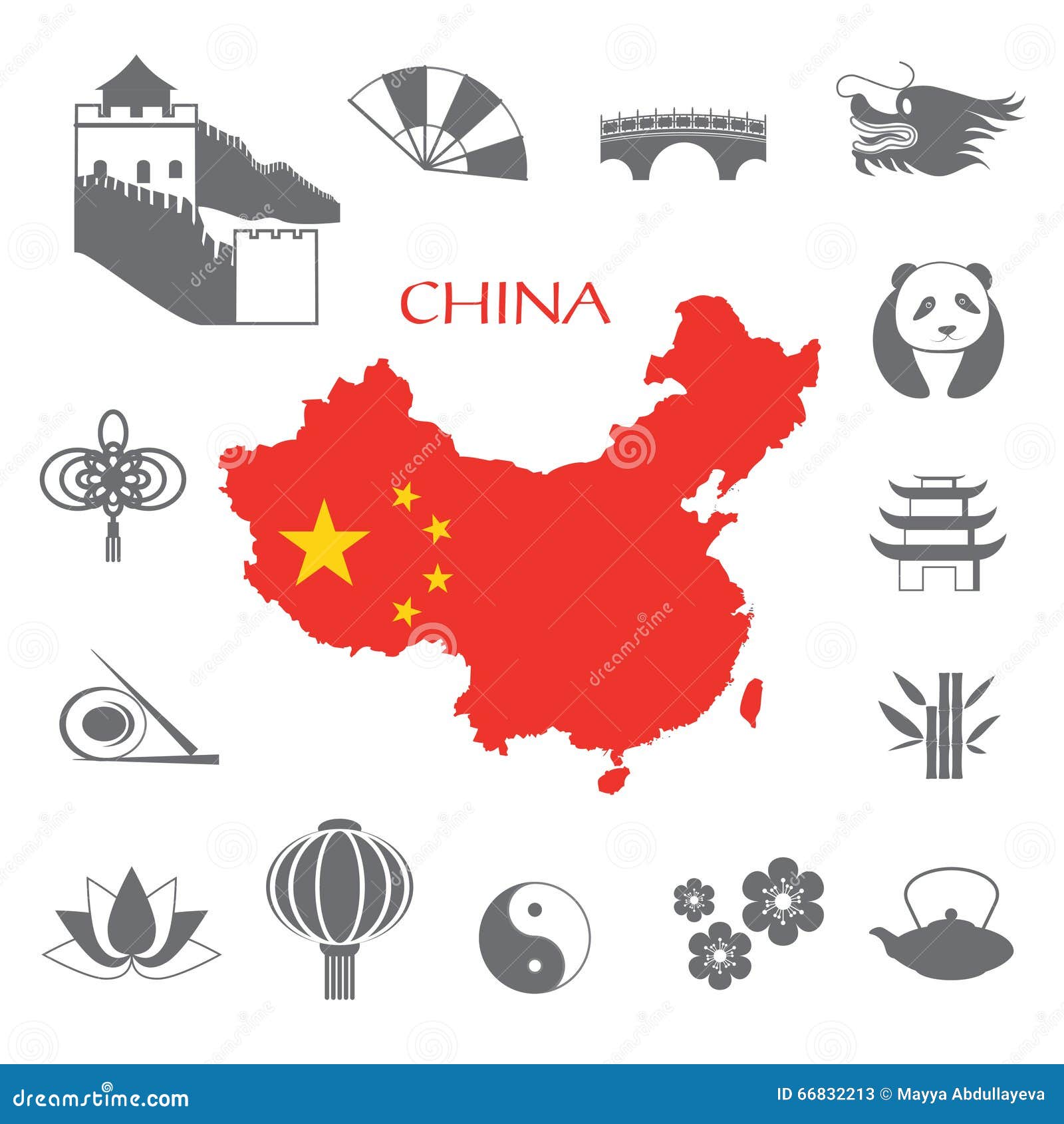 Set of China Infographic Icons Stock Vector - Illustration of bamboo ...